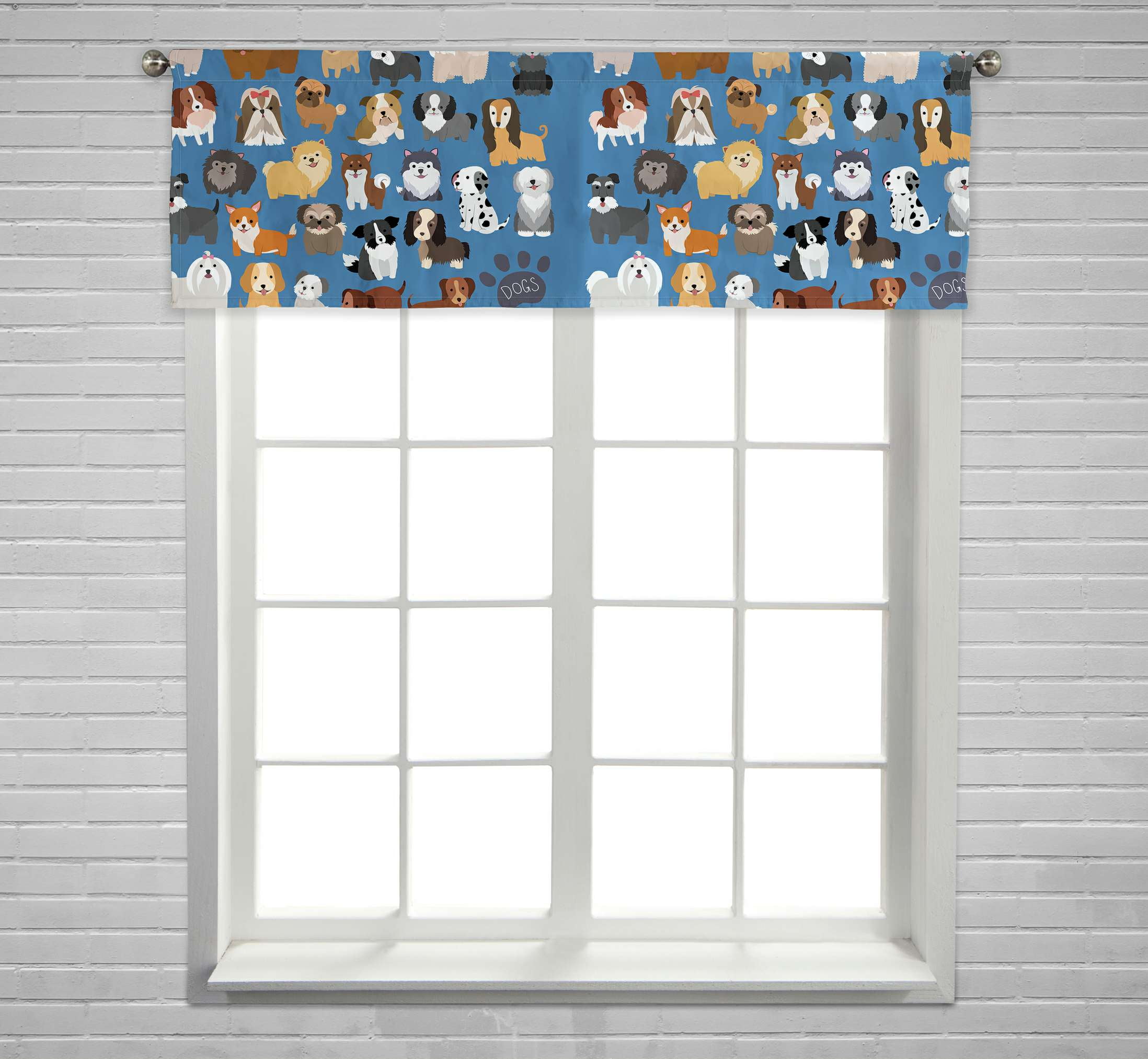 ECZJNT Cute Dog Puppy Set Window Curtain Valance Rod Pocket Size 54x18 ...