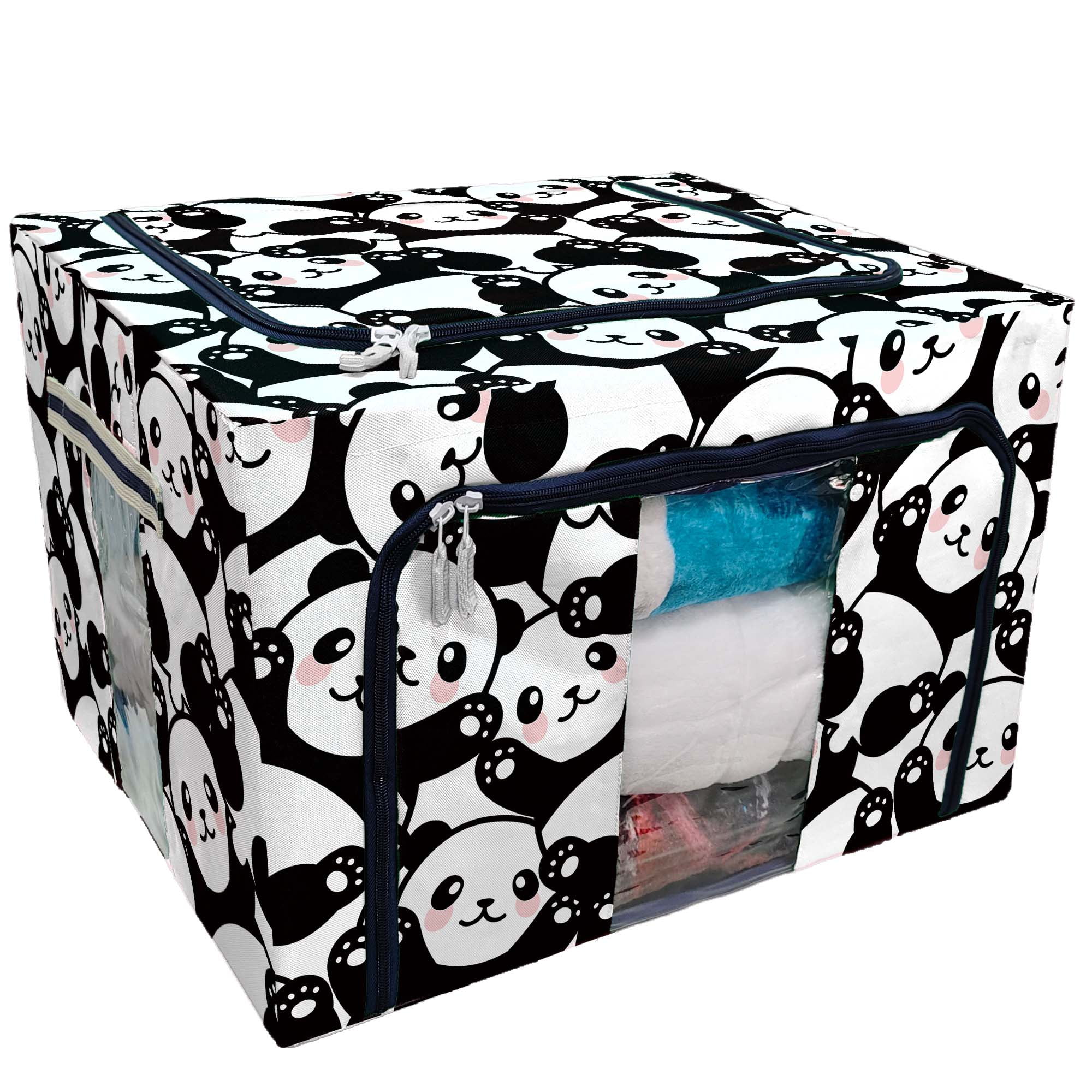 ECZJNT Cute Panda Storage Bag Clear Window Storage Bins Boxes Large ...