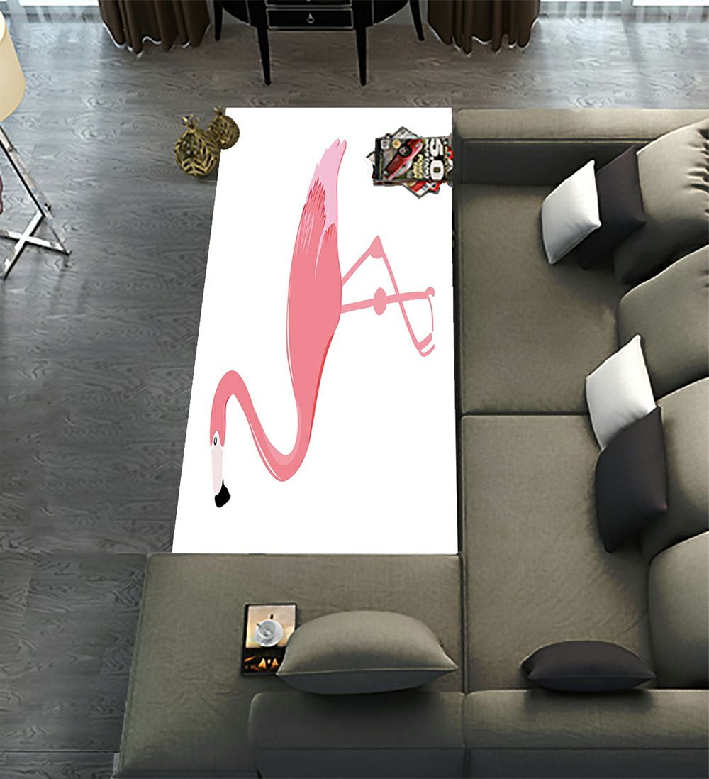 ECZJNT Cute Pink Flamingo Icon Runner Rug 2 x 10ft Long Area Rug Carpet ...
