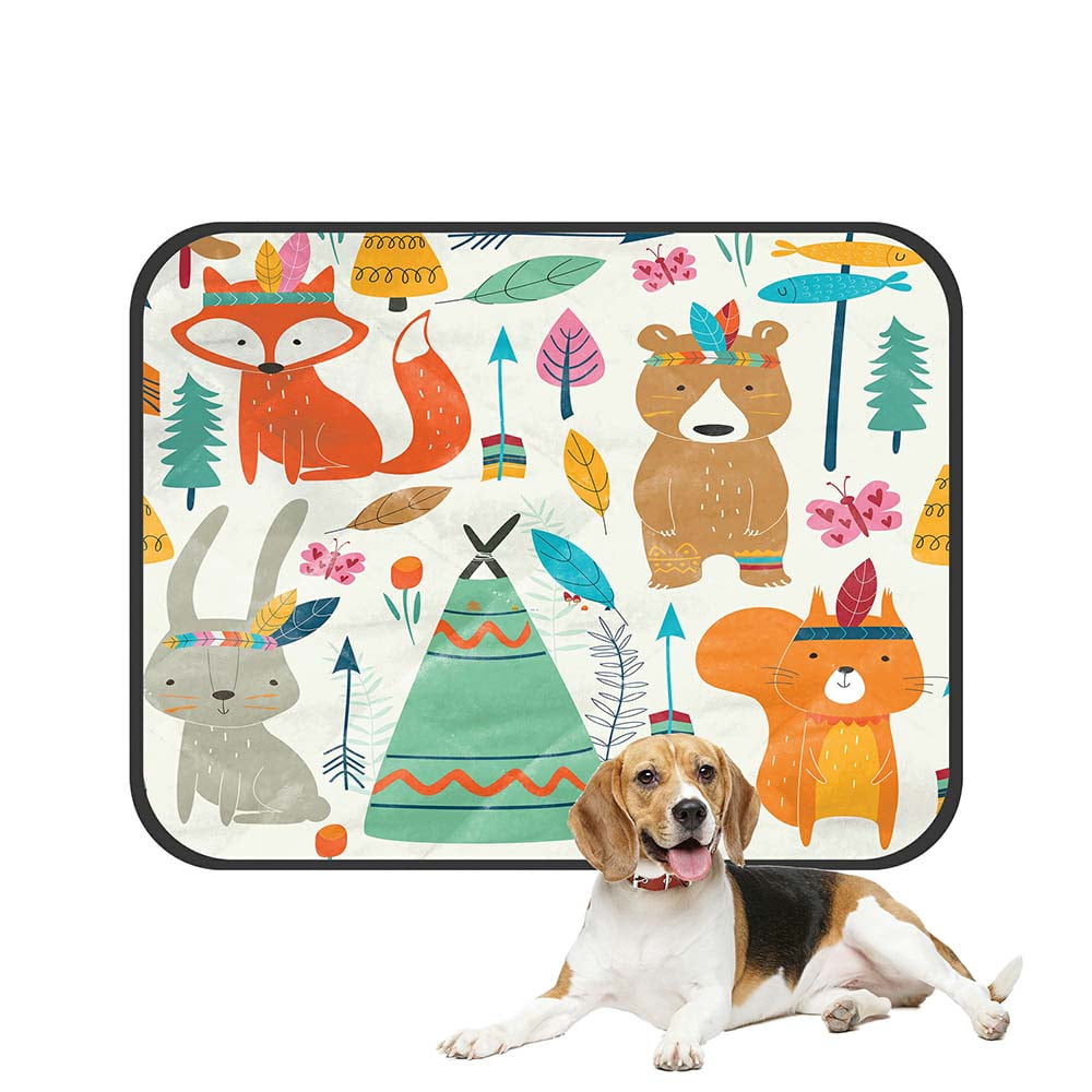 ECZJNT Cute Woodland Tribal Animals In Cartoon Style Pet Dog Cat Bed ...