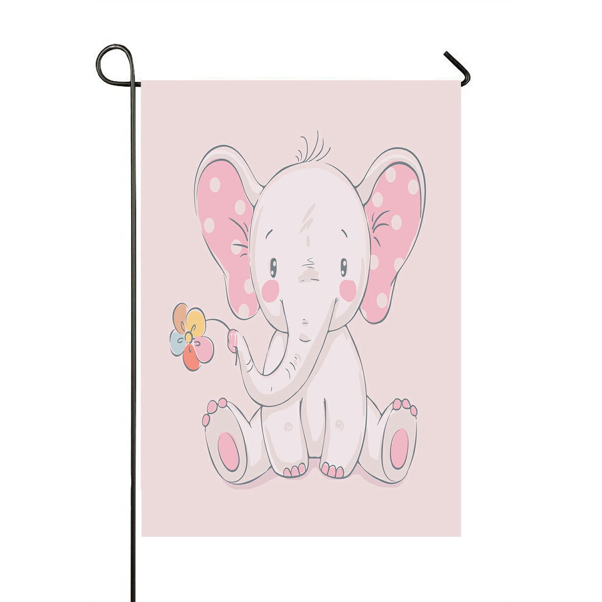 ECZJNT Cute elephant with a flower cartoon Outdoor Flag Home Party ...