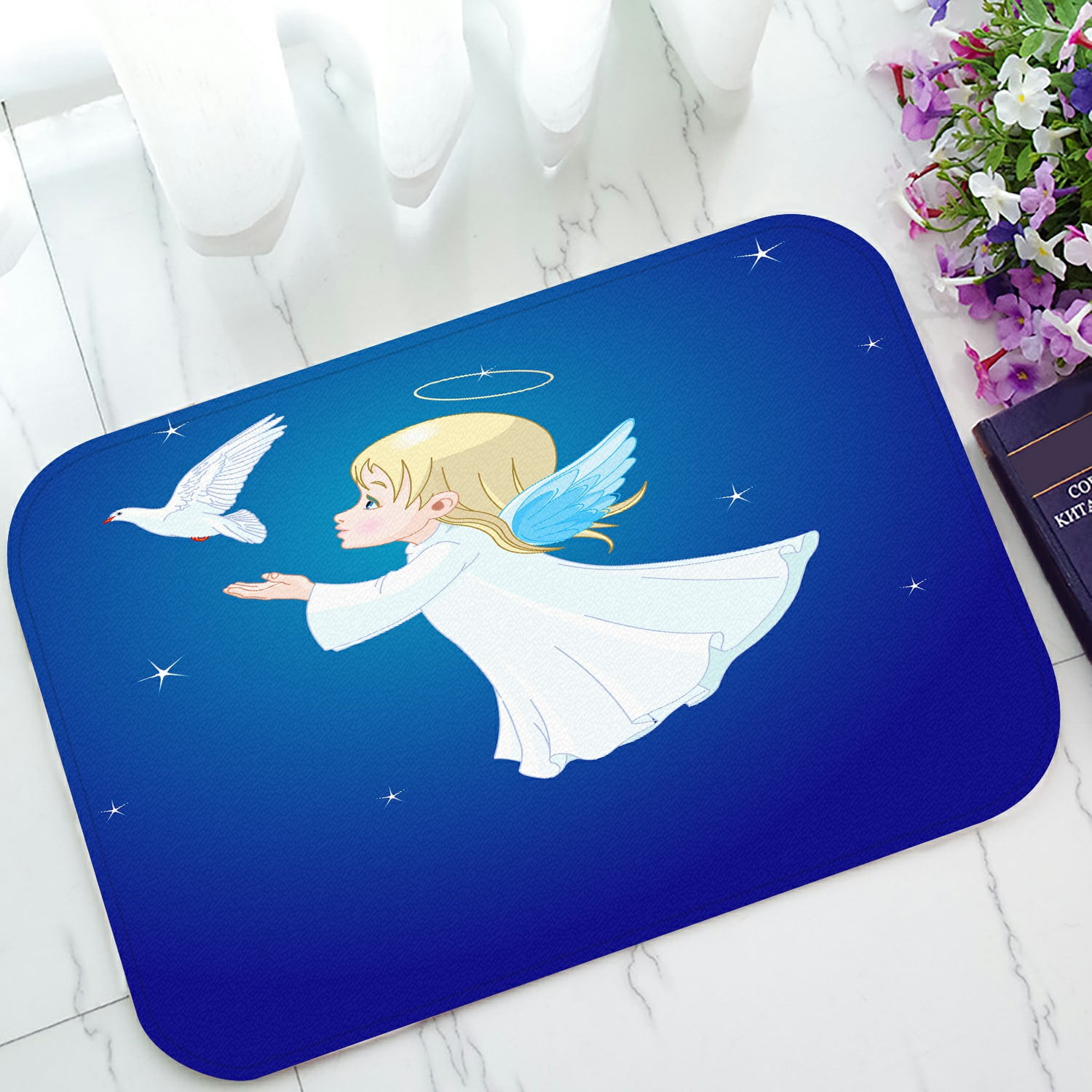 ECZJNT Cute little angel dove Doormat Bath Mat Rug Entrance Rug Floor ...