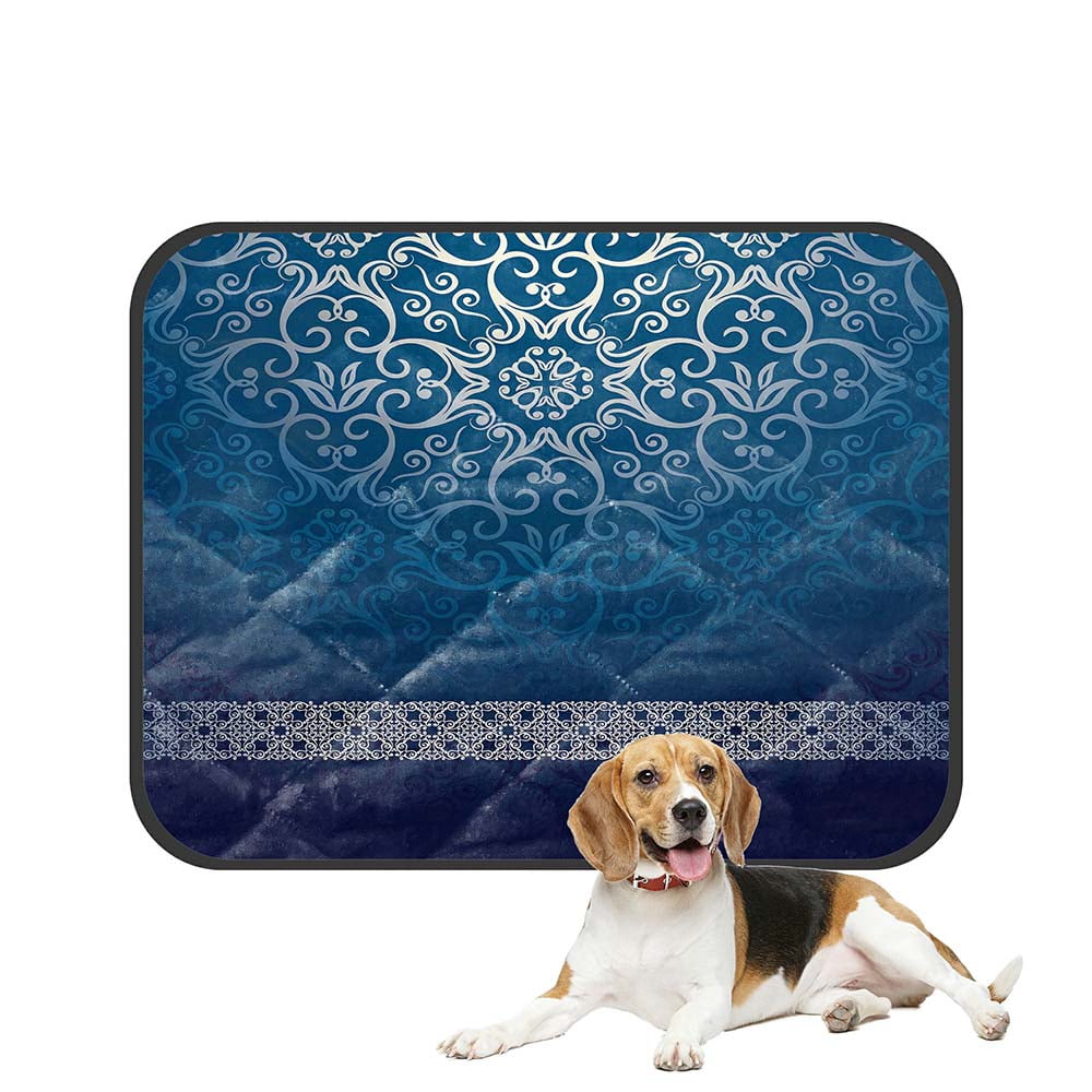 ECZJNT Damask Background Luxury Blue Design Pet Dog Cat Bed Pee Pads ...