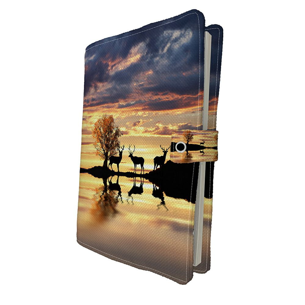 ECZJNT Deer Lake Sky Sunset Book Cover Book Protector Book Sleeve Book ...