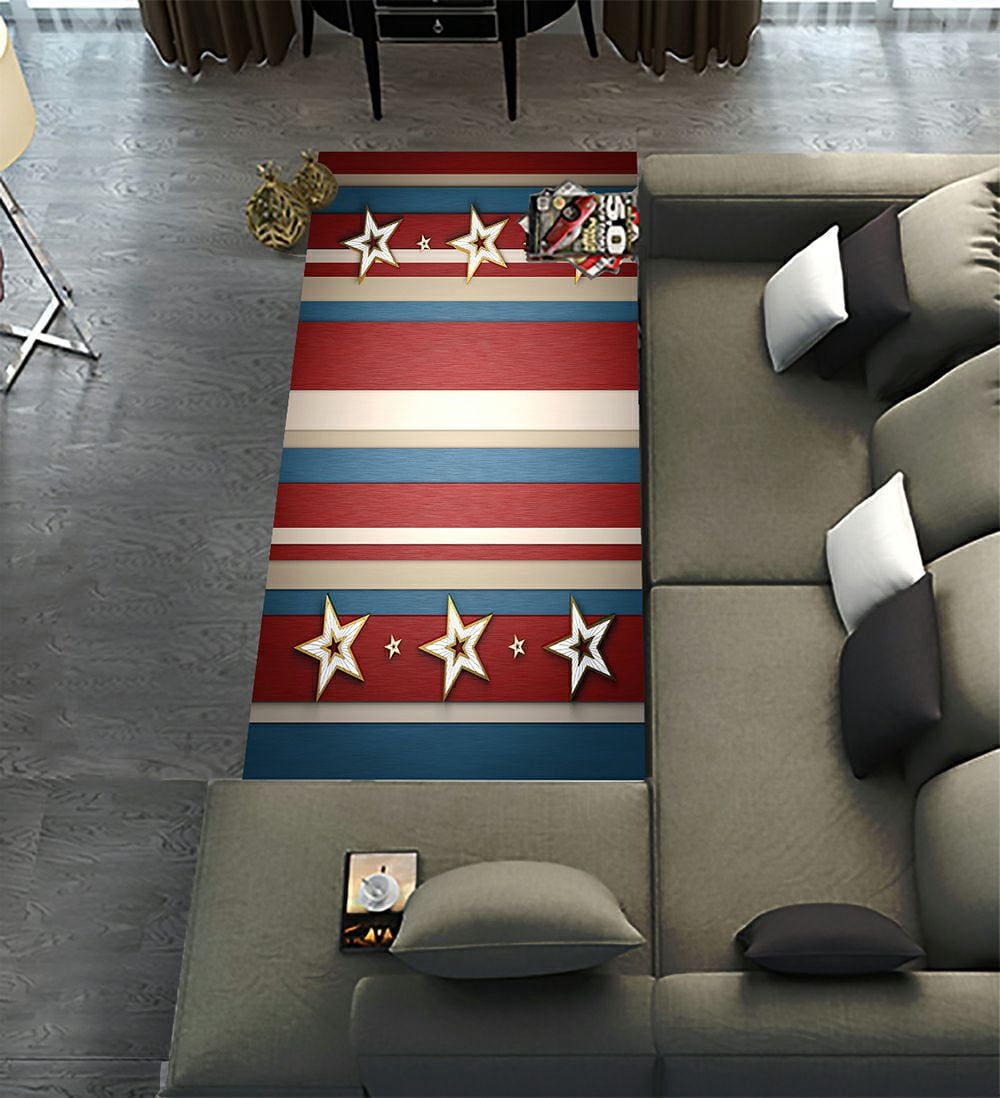 ECZJNT Different Color Stripes And Gold Stars Runner Rug 4 x 12ft Long ...