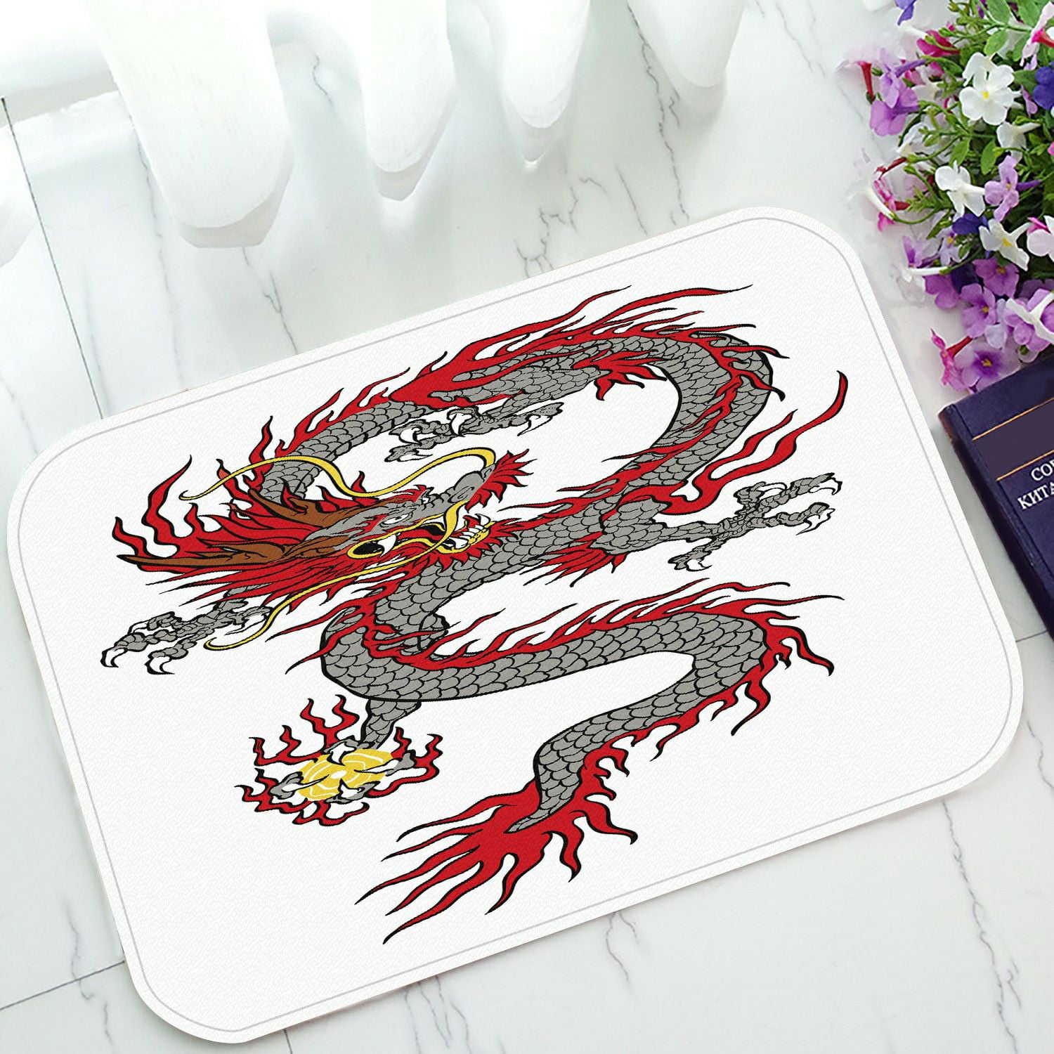 ECZJNT Dragon Doormat Bath Mat Rug Entrance Rug Floor Mats 23.6x15.7 ...