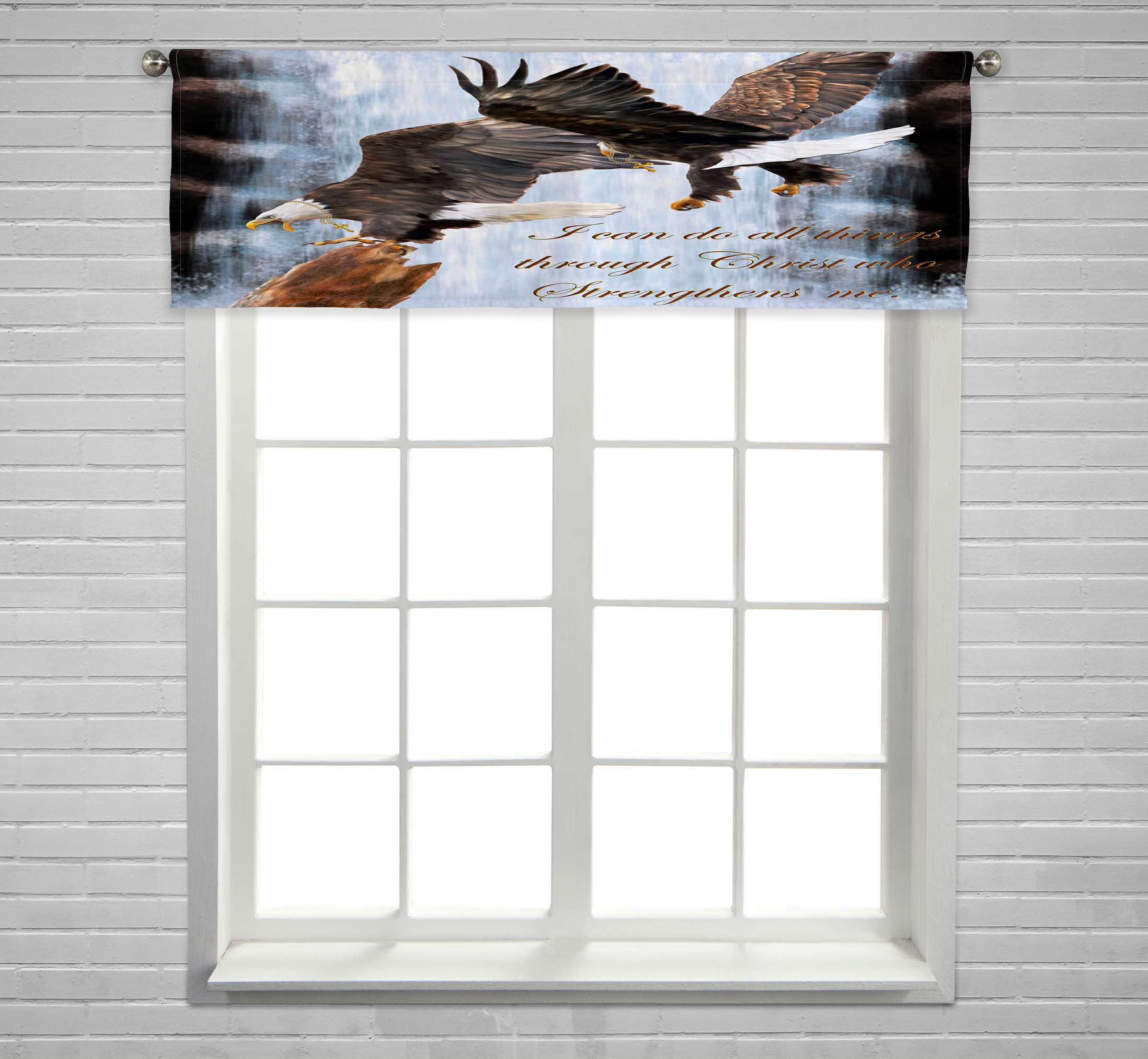 ECZJNT Eagles with Bible Verse Painting Window Curtain Valance Rod ...