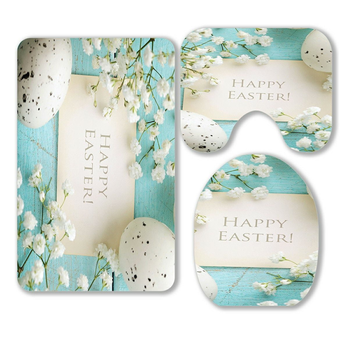 ECZJNT Easter 3 Piece Bathroom Rugs Set Bath Rug Contour Mat and Toilet ...
