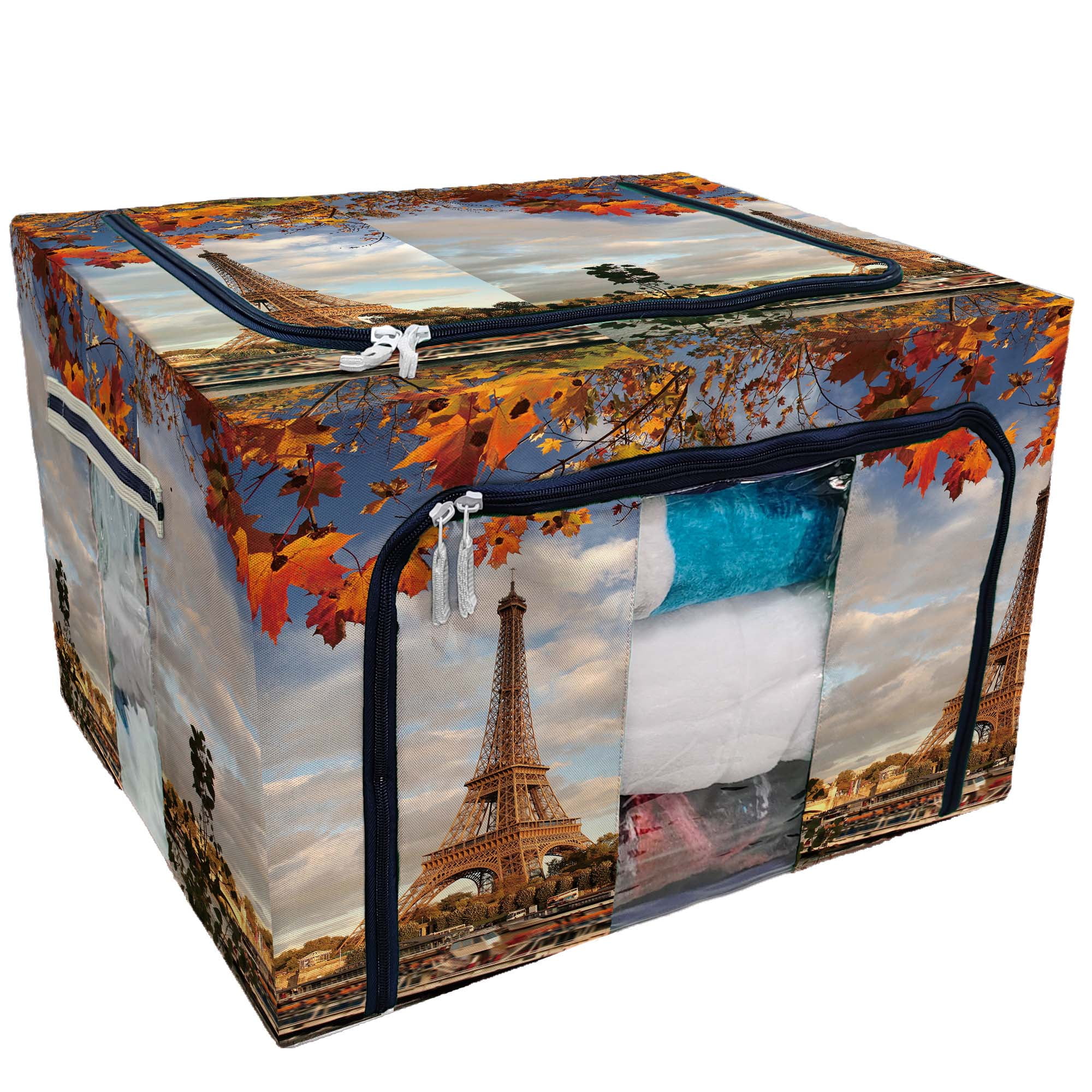 ECZJNT Eiffel Tower with autumn leaves in Paris France Storage Bag ...