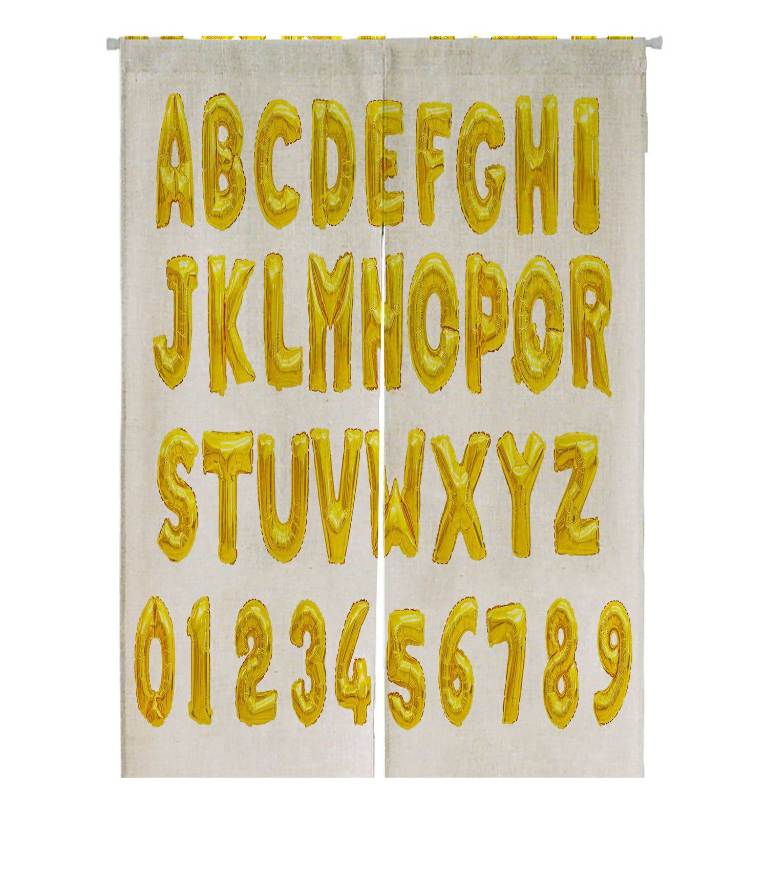 ECZJNT English alphabet numerals yellow Golden balloons Japanese Noren ...