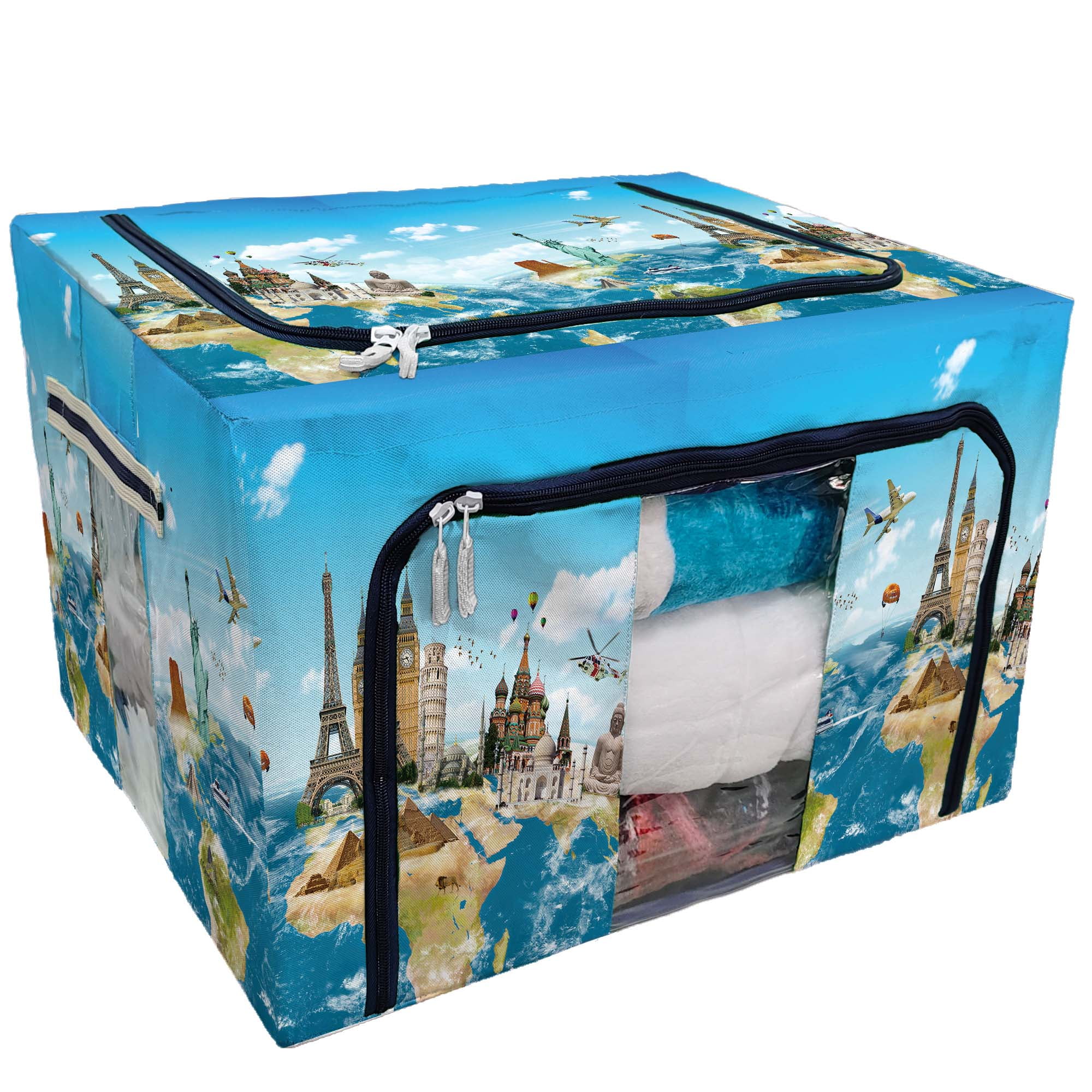 ECZJNT Famous monuments world grouped together planet Earth Storage Bag ...