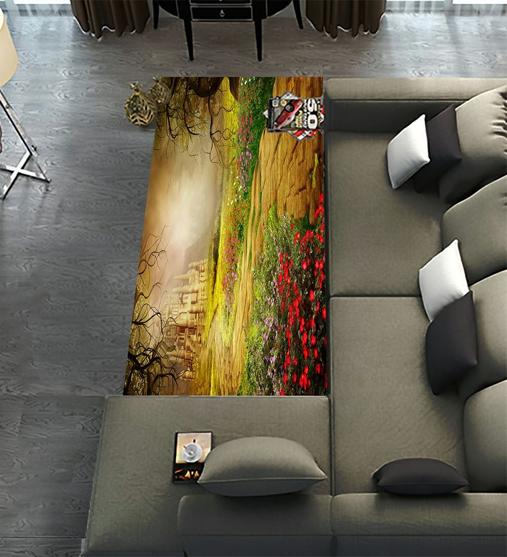 ECZJNT Fantasy Scenery With A Road To An Old Castle Runner Rug 3.3 x ...