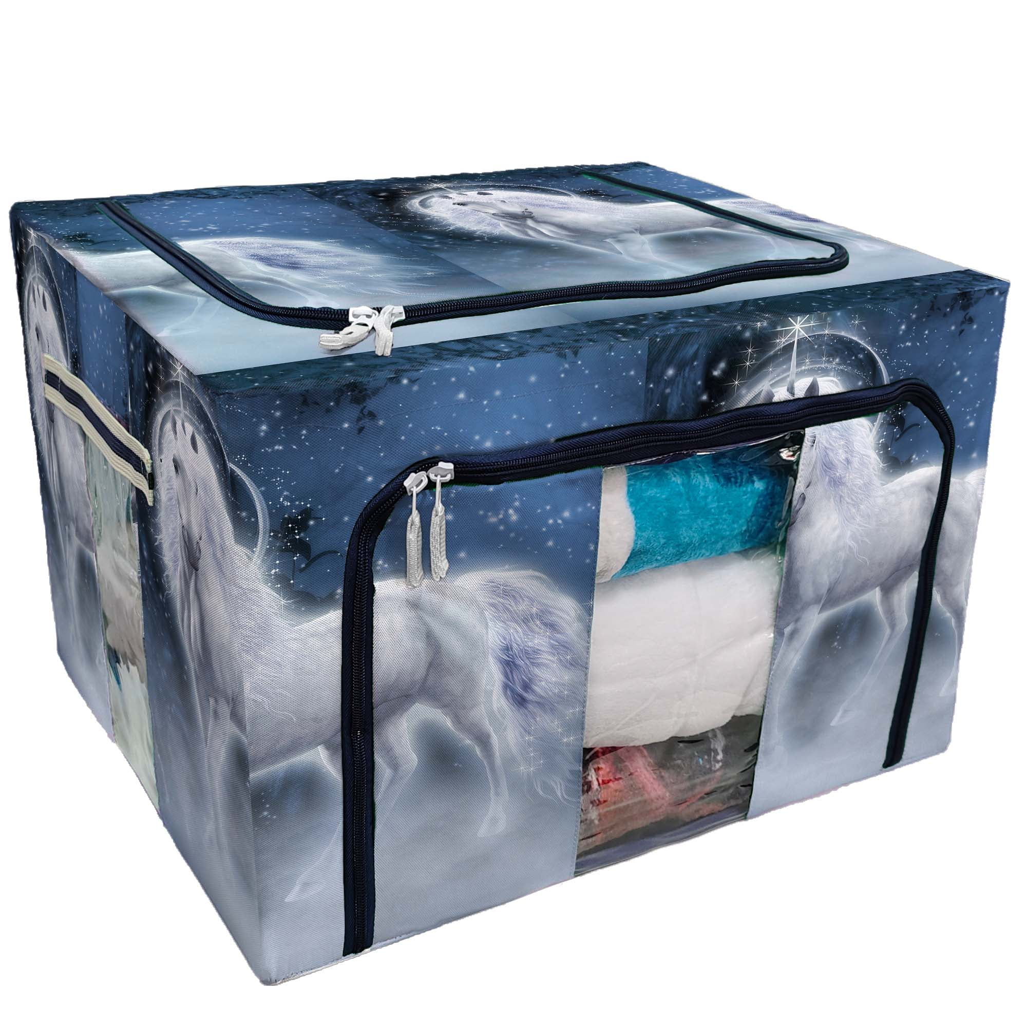 ECZJNT Fantasy scene white unicorn in the evening forest Storage Bag ...