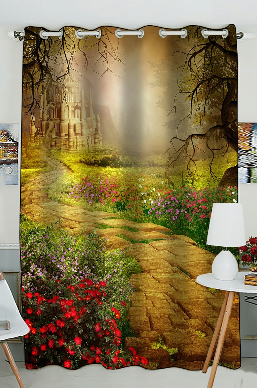 ECZJNT Fantasy scenery with a road to an old castle Blackout Window ...