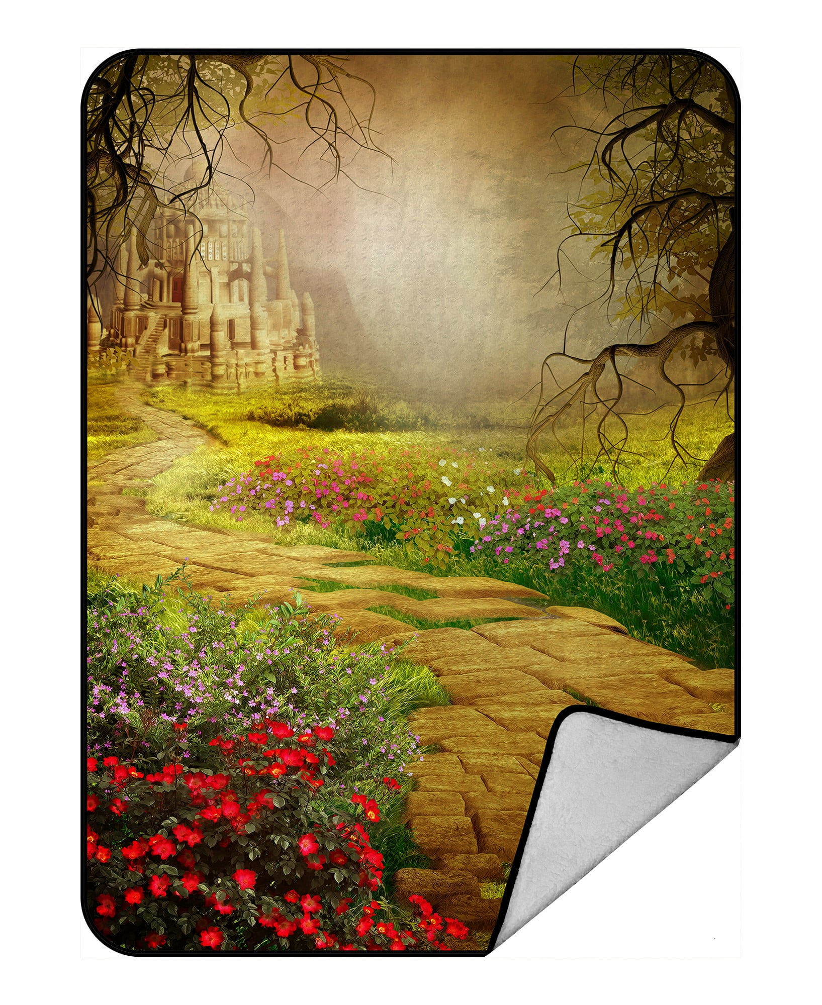 ECZJNT Fantasy scenery with a road to an old castle Throw Blanket ...