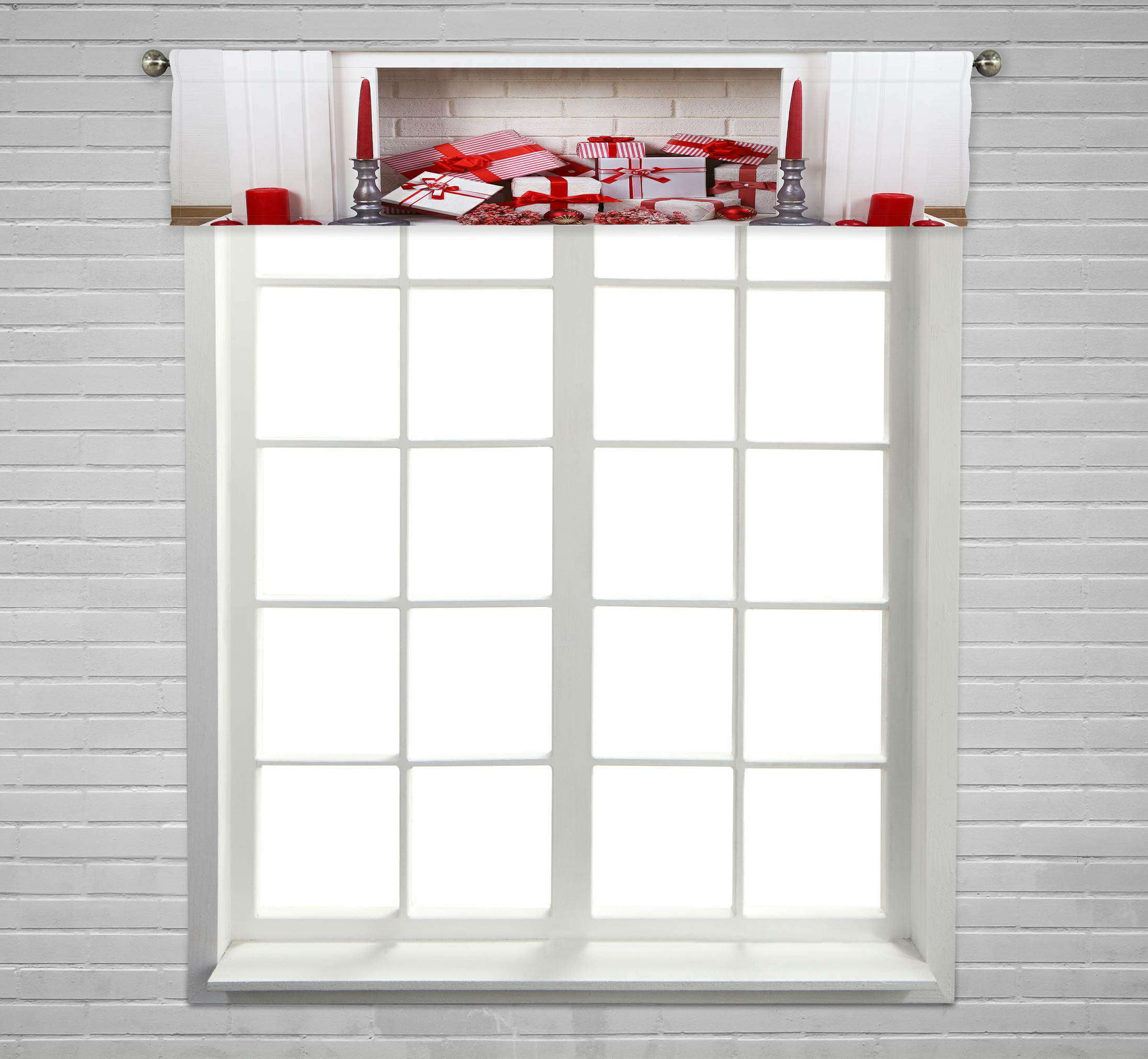 ECZJNT Fireplace Christmas Boxes Candles Wooden Floor Window Curtain ...