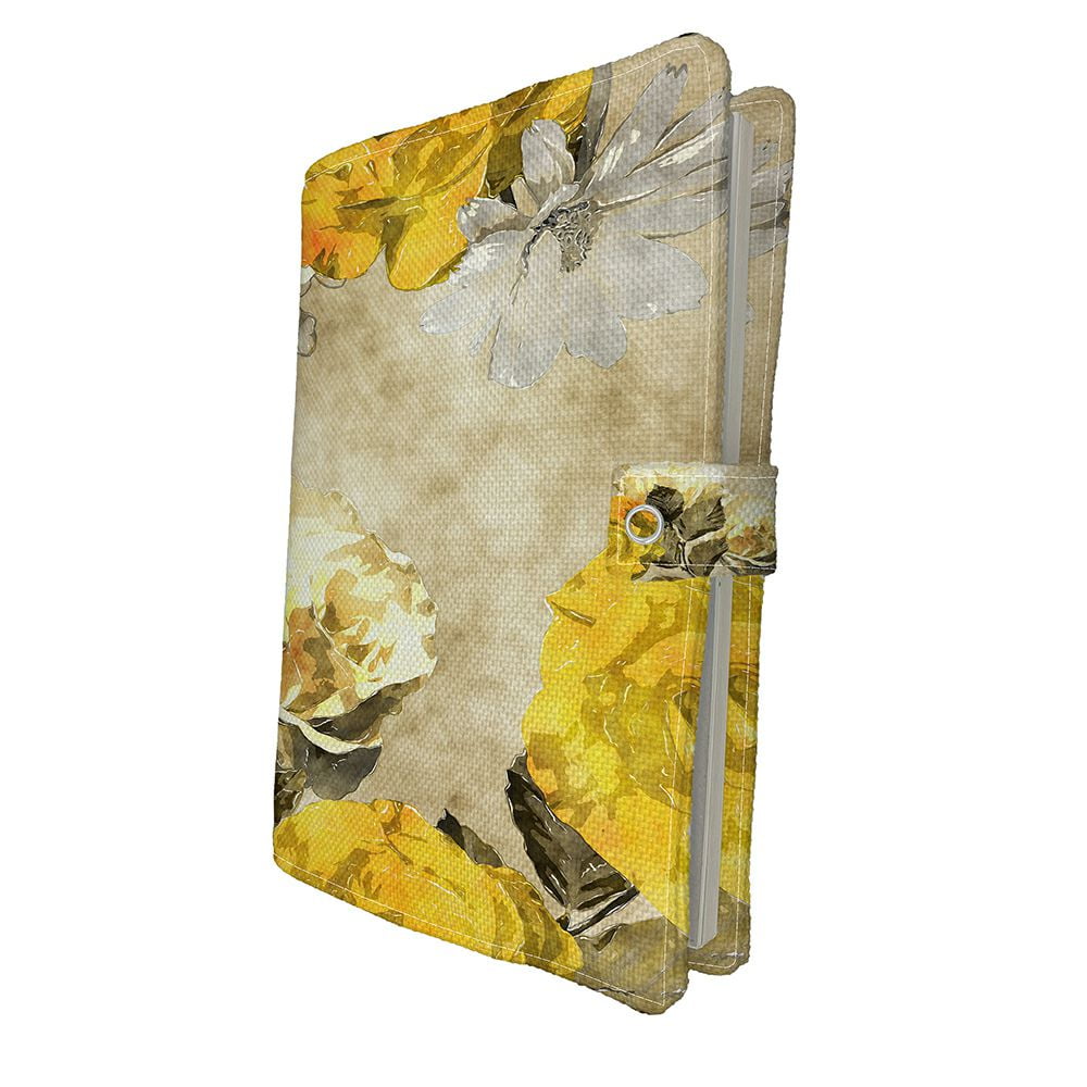 ECZJNT Floral Gold Yellow White Roses Phlox Asters Beige Book Cover ...