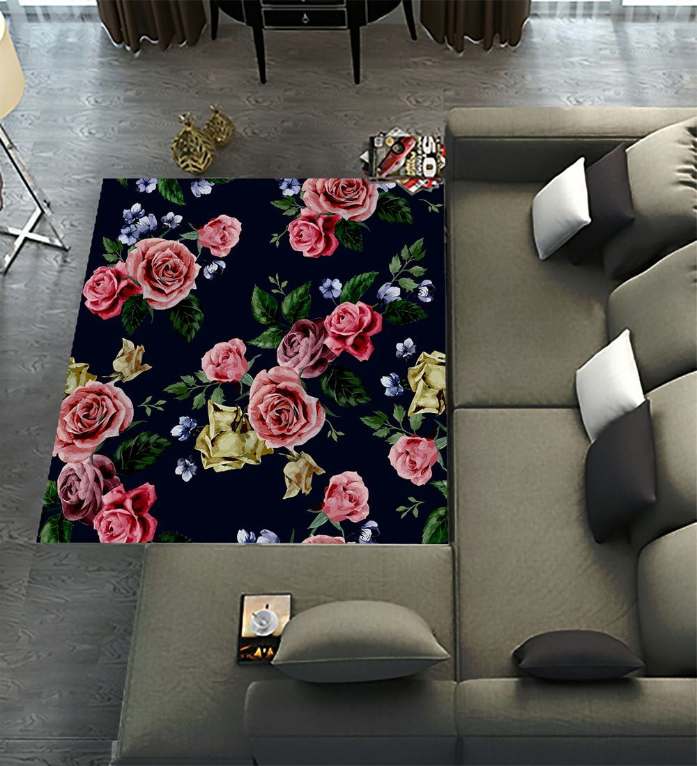 ECZJNT Floral Of Red Purple And Pink Roses Area Rugs 3 x 5ft Floor ...