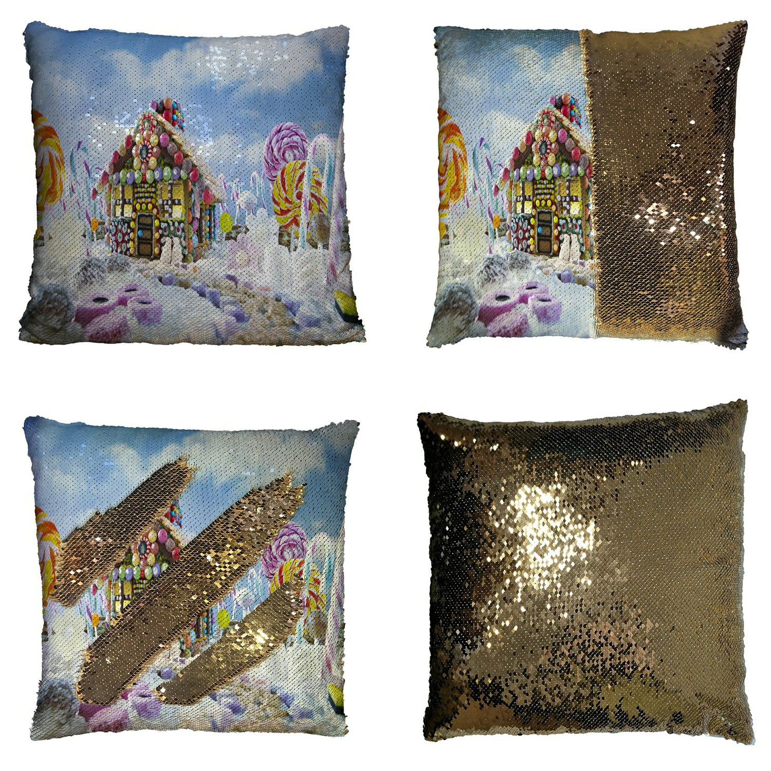 ECZJNT Gingerbread house christmas landscape candy canes Pillow Case ...
