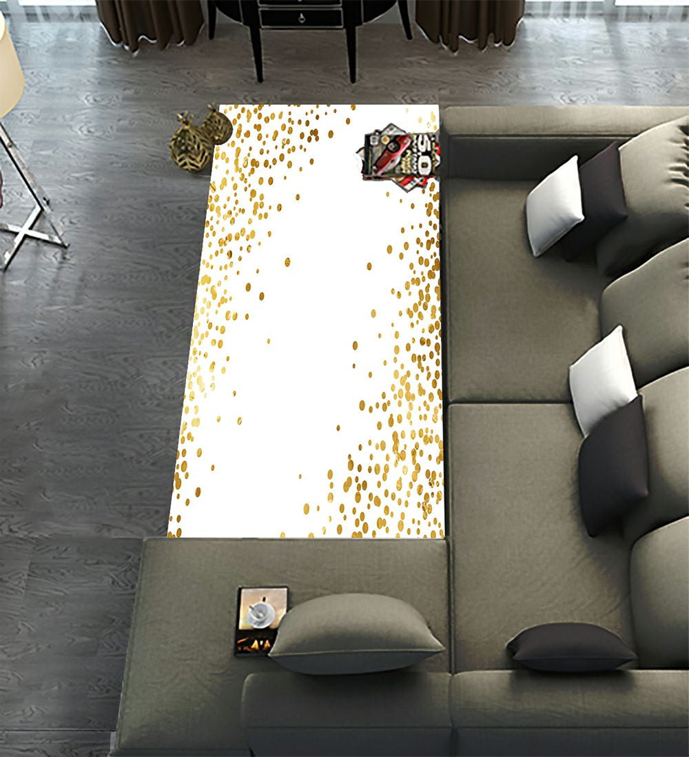 ECZJNT Gold Glitter Polka Dot Runner Rug 3.3 x 7ft Long Area Rug Carpet ...