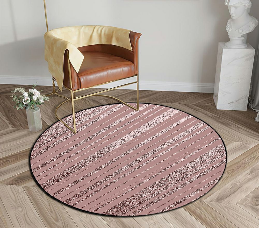 ECZJNT Gold Pink Pattern Rose Quartz Texture Round Area Rugs Diameter 6 ...