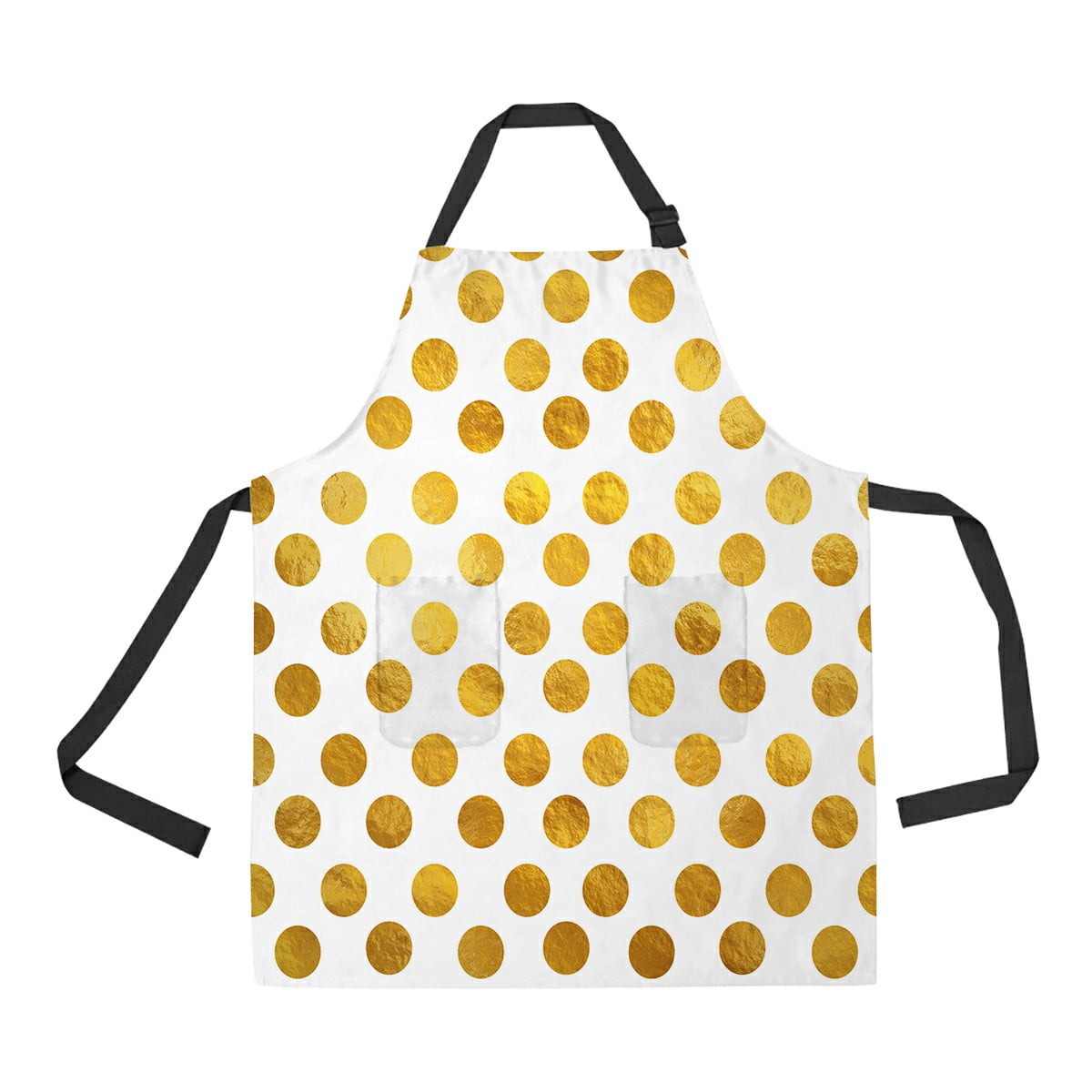 ECZJNT Gold White Polka Dot Swiss Dots Adjustable Bib Kitchen Apron ...