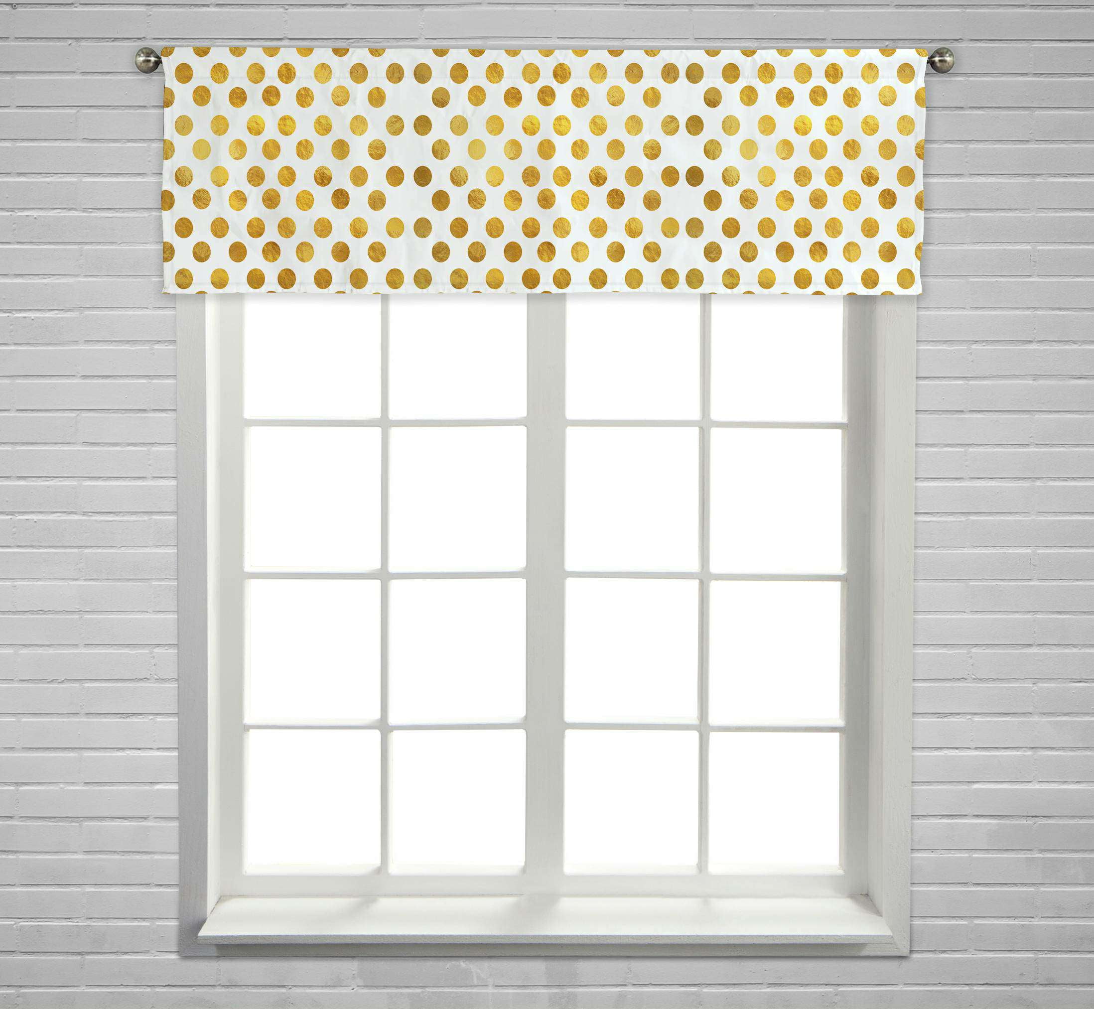ECZJNT Gold White Polka Dot Swiss Dots Window Curtain Valance Rod ...