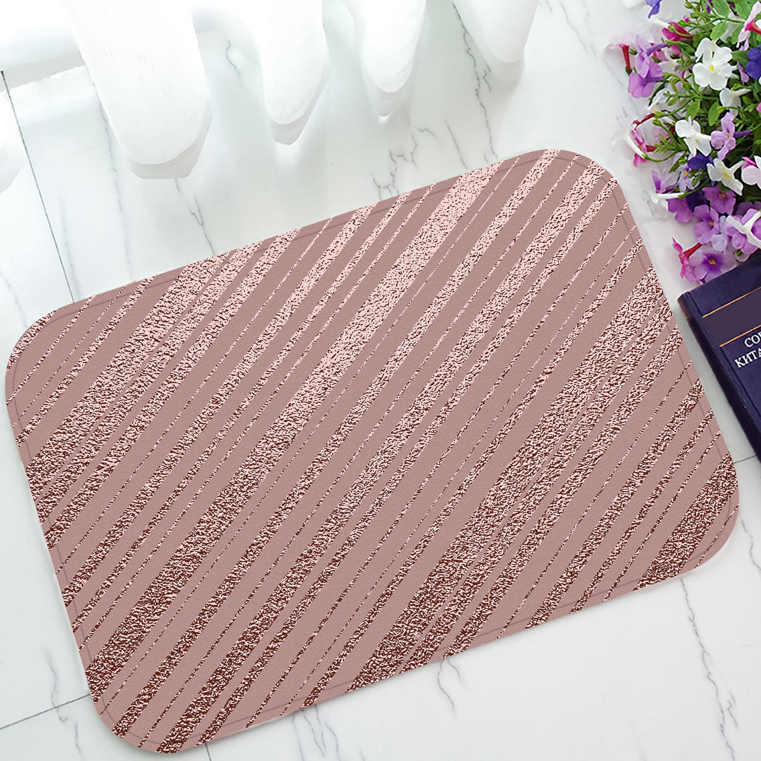 ECZJNT Gold pink pattern Rose quartz texture Doormat Bath Mat Rug ...