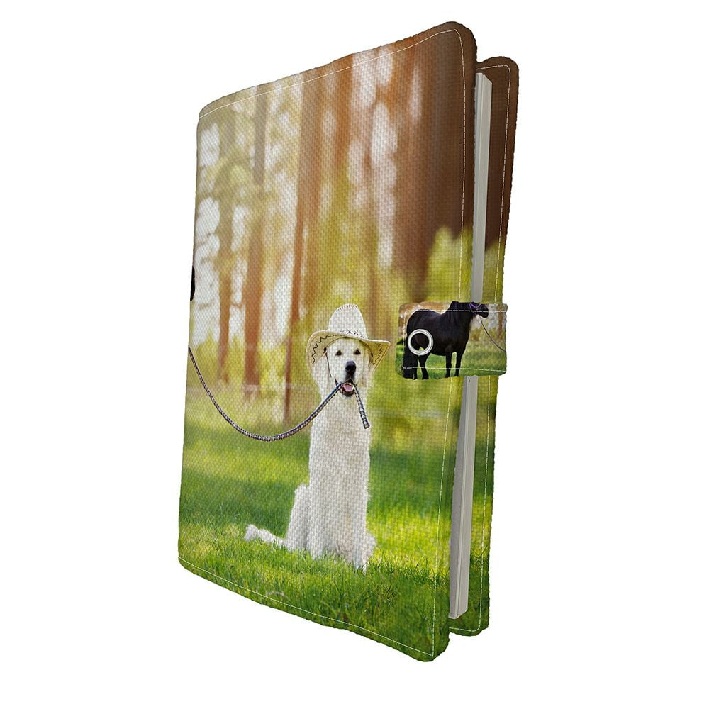 ECZJNT Golden Retriever Dog Cowboy Hat Holding Pony Leash Book Cover ...