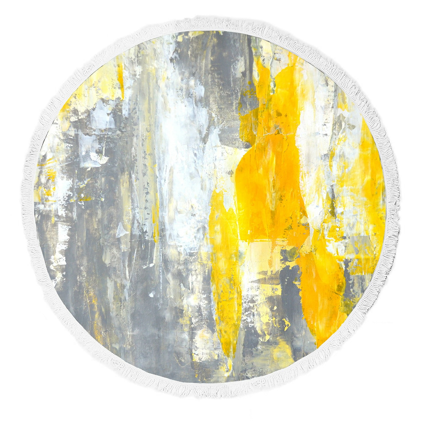 ECZJNT Grey And Yellow Abstract Art Painting Beach Towel Beach Blanket ...