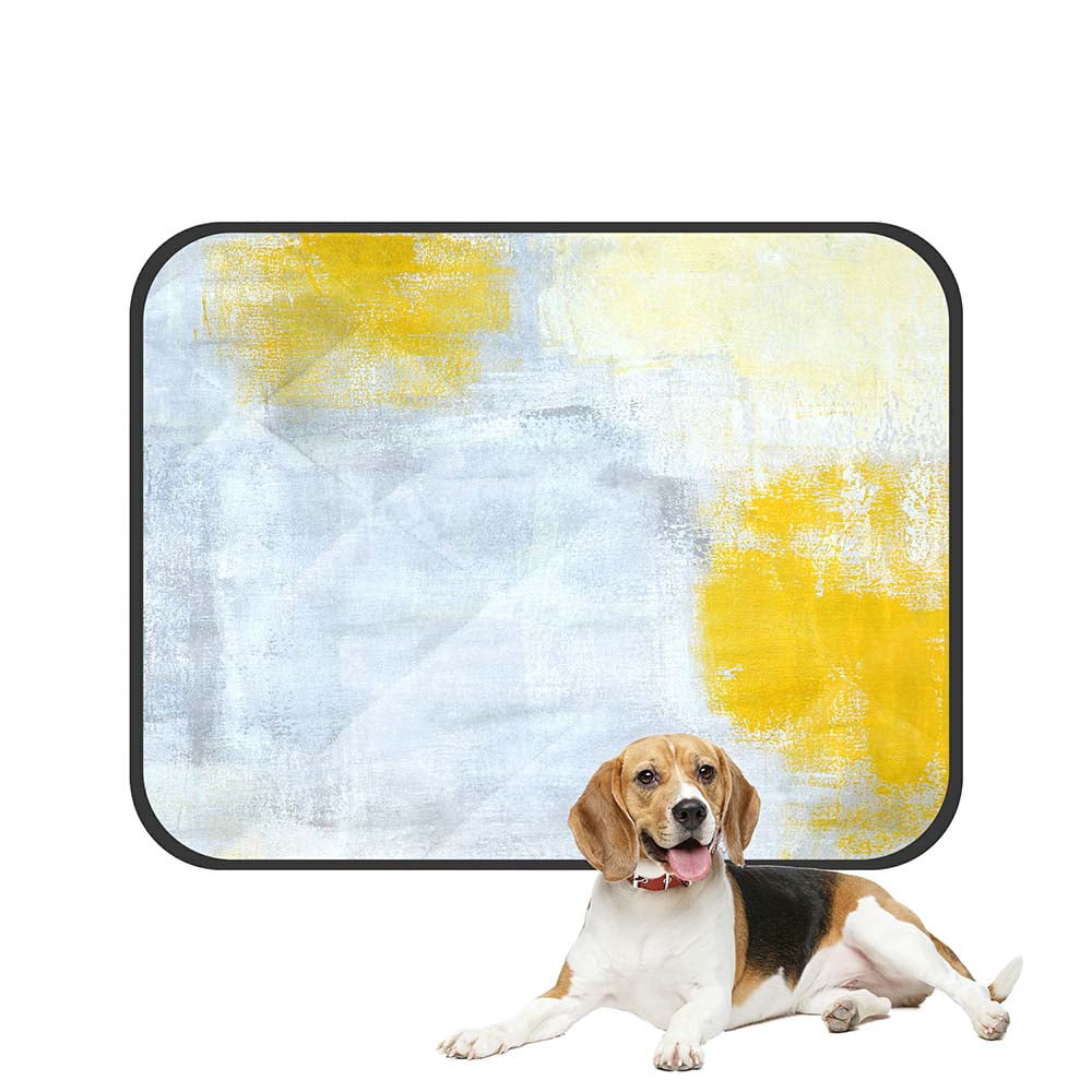 ECZJNT Grey And Yellow Abstract Art Painting Pet Dog Cat Bed Pee Pads ...