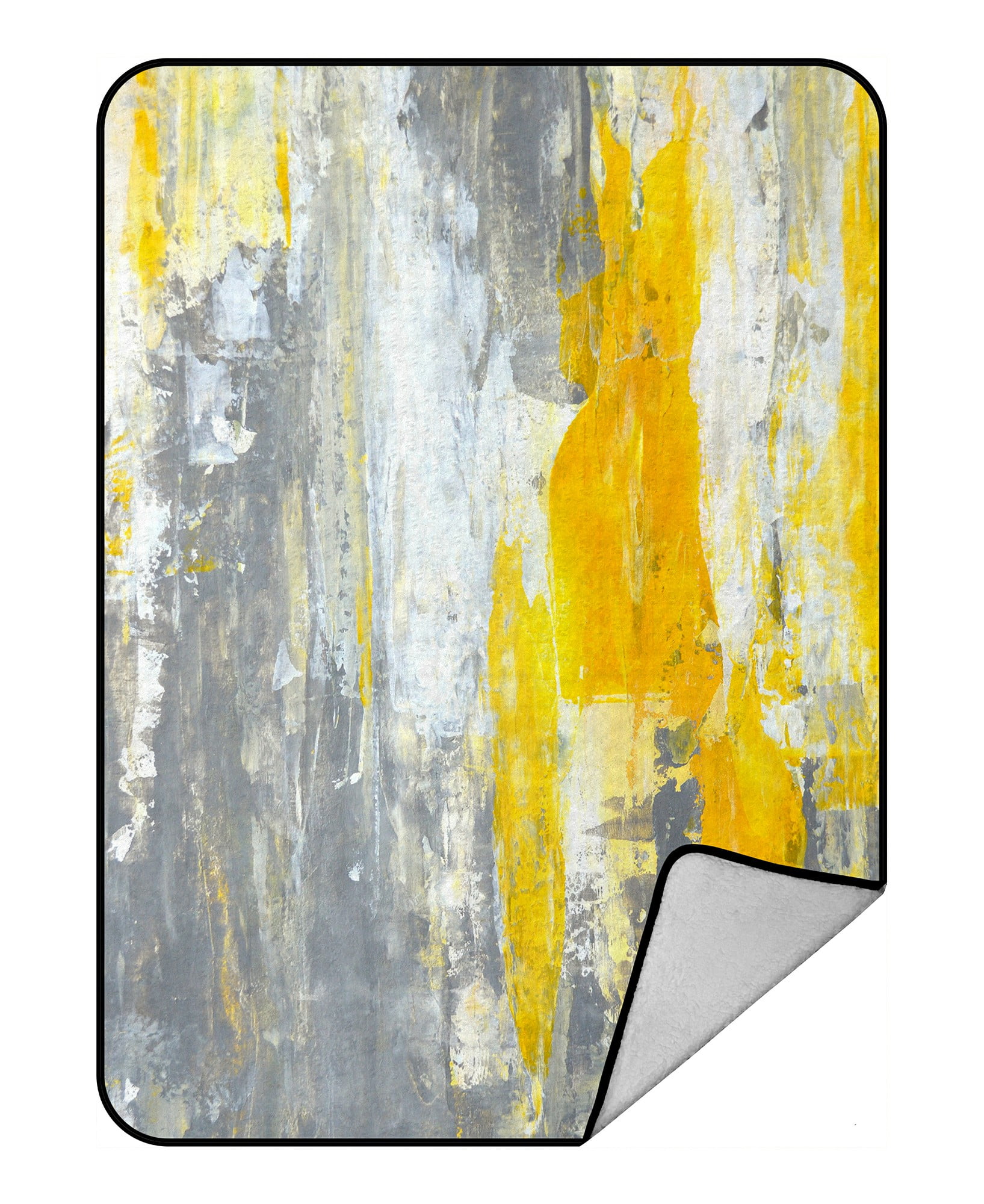 ECZJNT Grey And Yellow Abstract Art Painting Throw Blanket Fleece ...