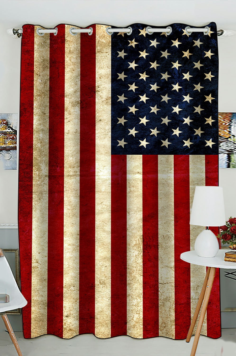 ECZJNT Grungy Paper Flag United States America Blackout Window Curtain ...