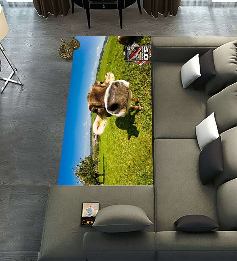 ECZJNT Happy Swiss Cow Funny Fisheye Nose Shot Runner Rug 3.3 x 10ft Long Area Rug Carpet for ...