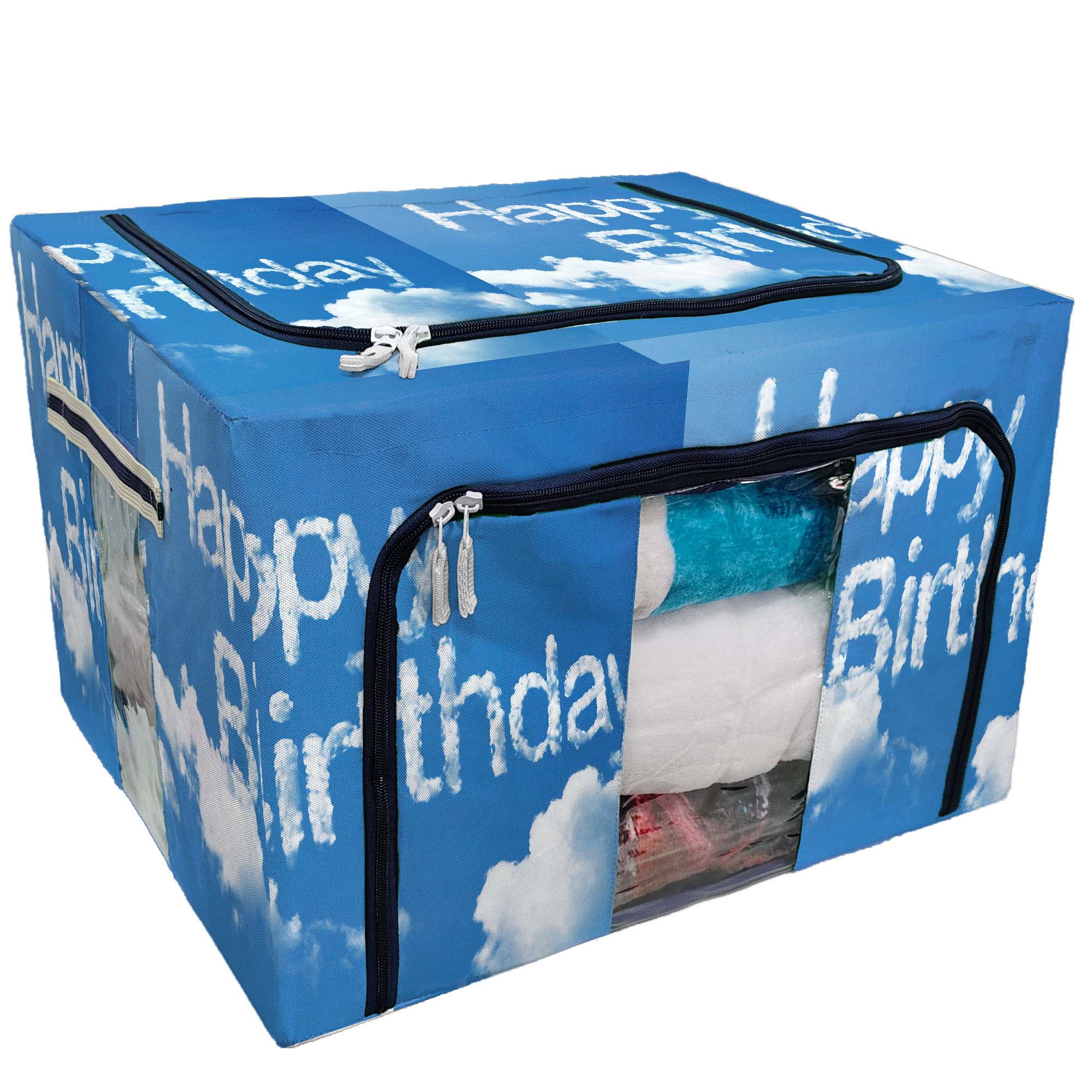 ECZJNT Happy birthday cloud word Storage Bag Clear Window Storage Bins ...