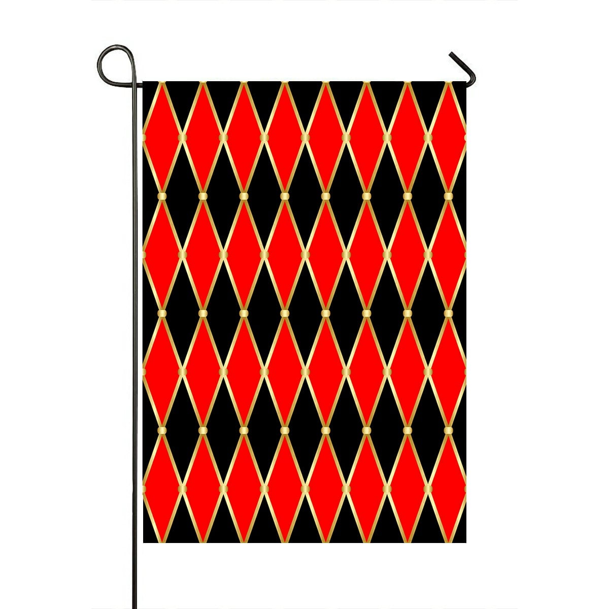 ECZJNT Harlequin Golden Grid Pattern With Red Black Rhomboids Garden ...