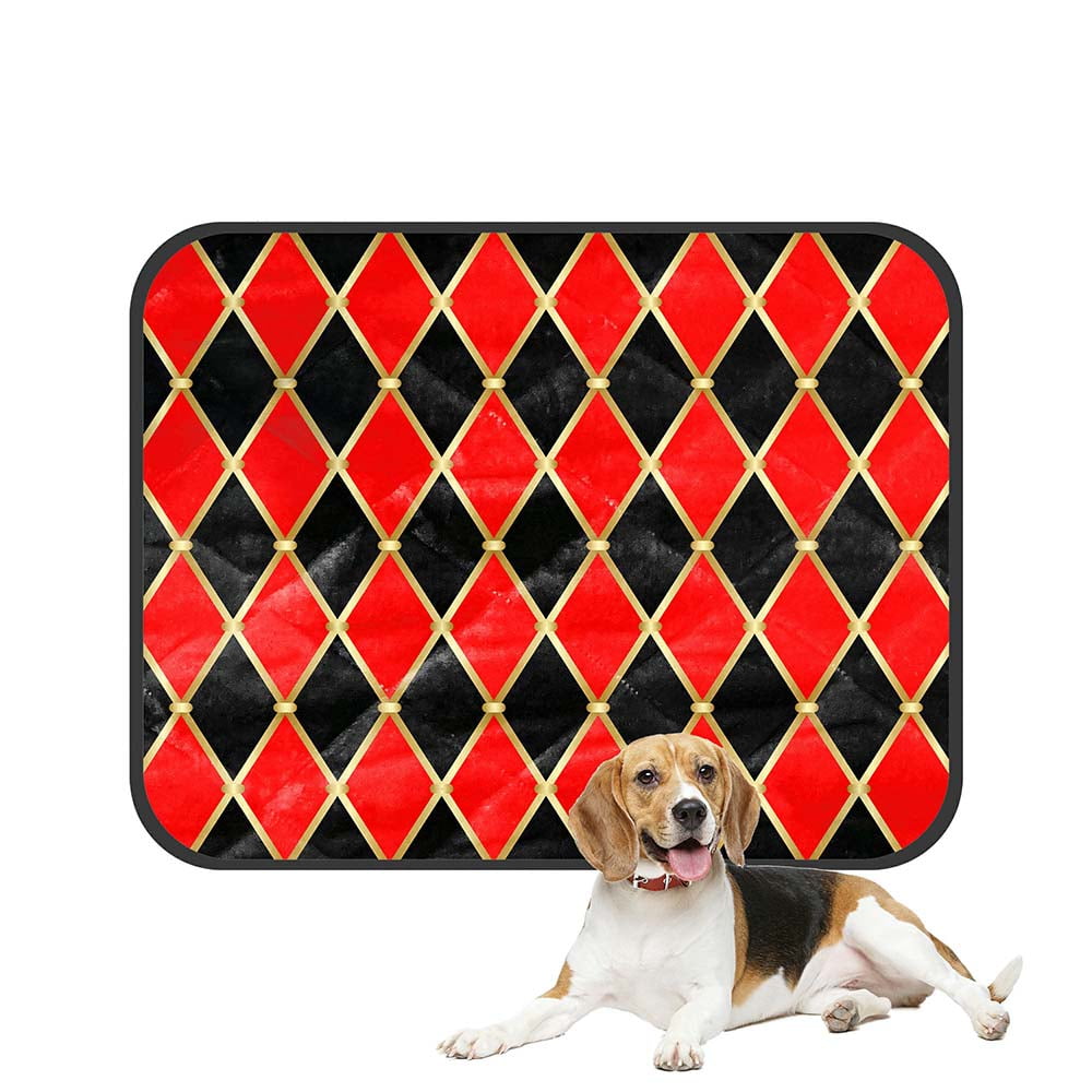 ECZJNT Harlequin Golden Grid Pattern With Red Black Rhomboids Pet Dog ...