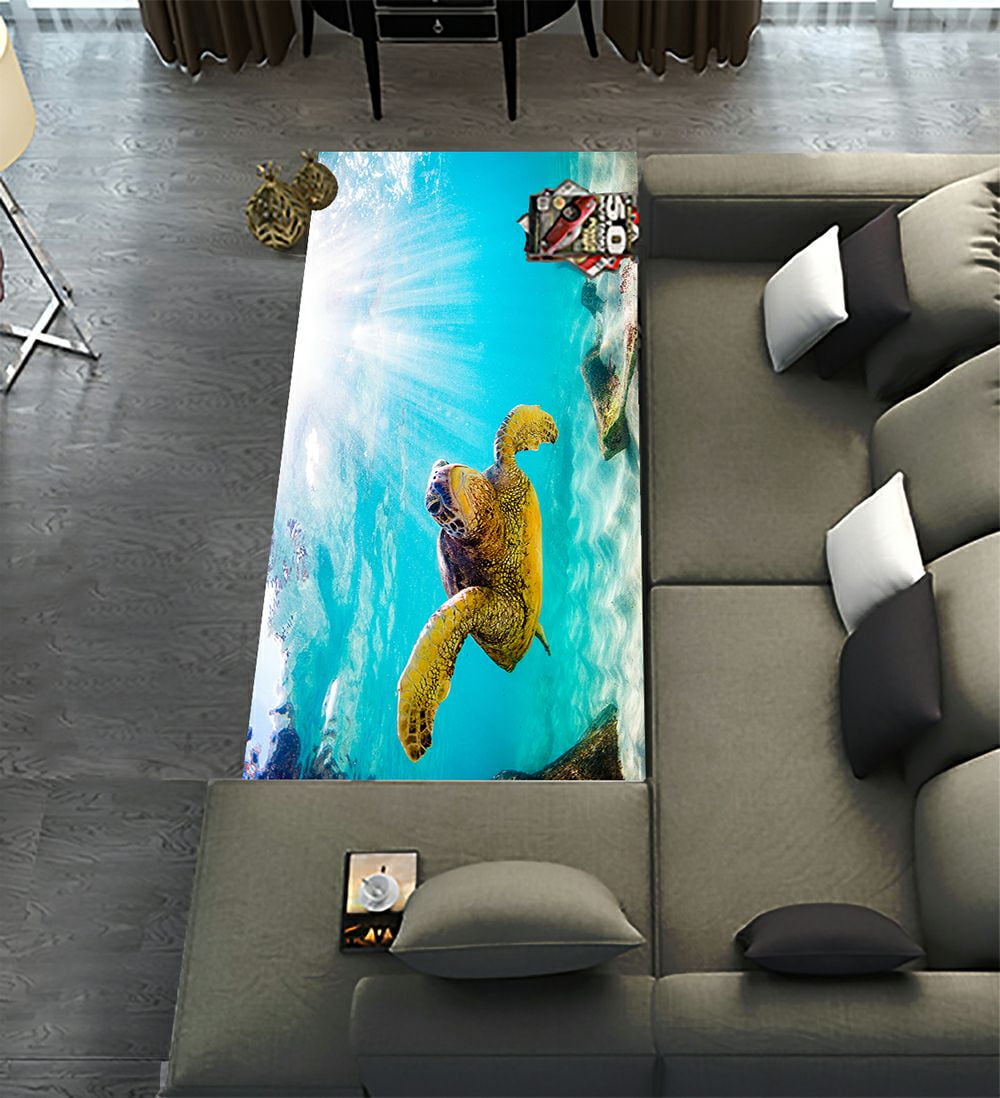 ECZJNT Hawaiian Green Sea Turtle Runner Rug 3.3 x 10ft Long Area Rug ...