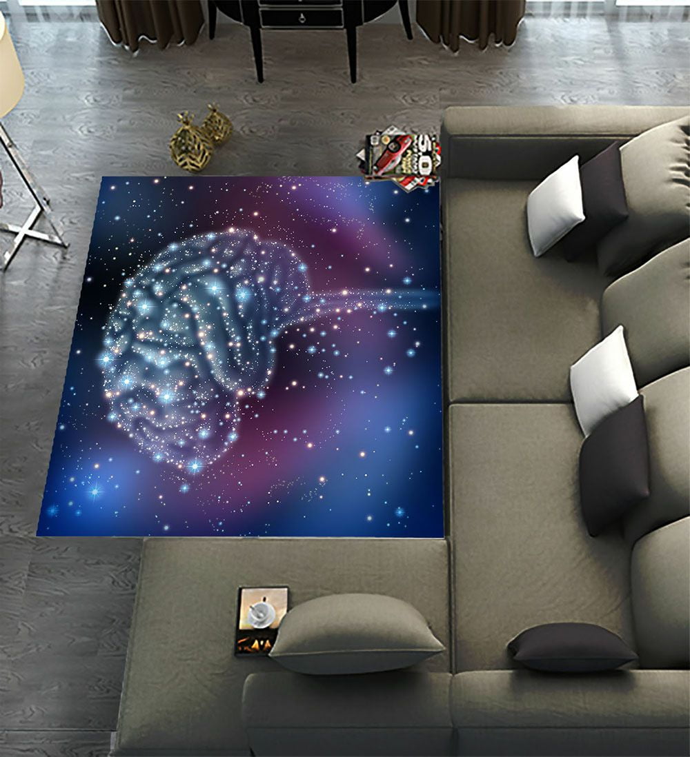 ECZJNT Human Brain Shape Made Of Stars And Planets In A Space Area Rugs ...