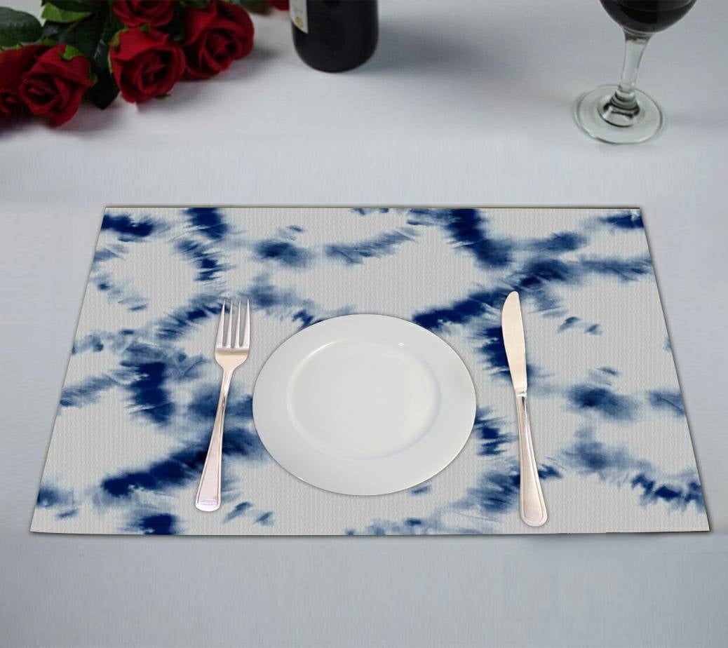 ECZJNT Indigo blue tie dye Placemat Table Mat Cup Mat 12x18 inch,Set of ...