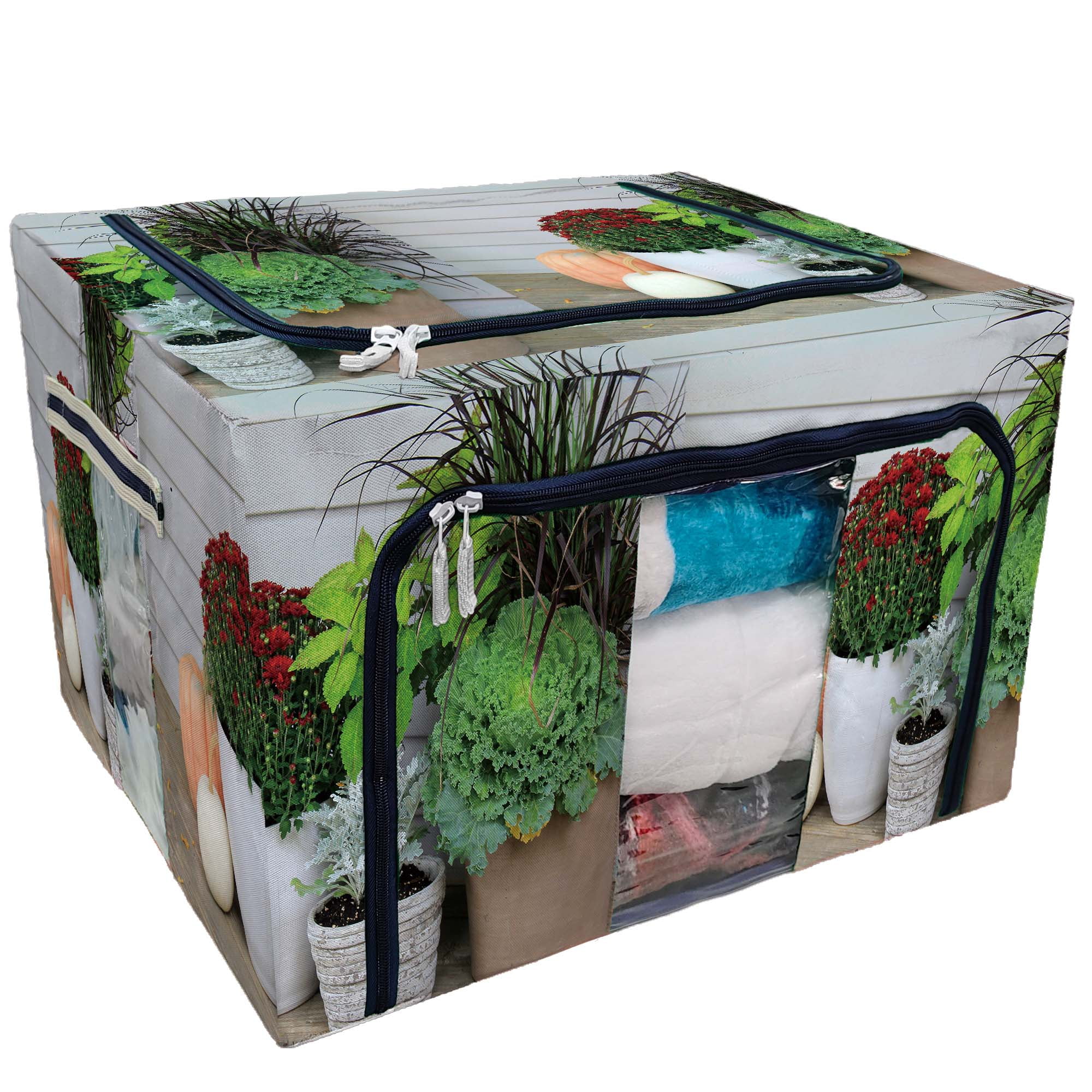 ECZJNT Inviting scene with potted plants colorful mums Storage Bag ...