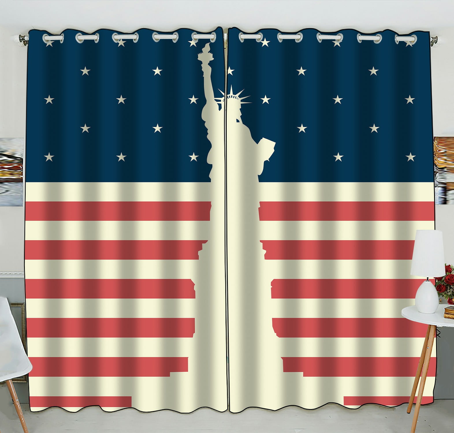 ECZJNT July 4 Independence Day Flag Usa Statue Of Liberty Blackout ...