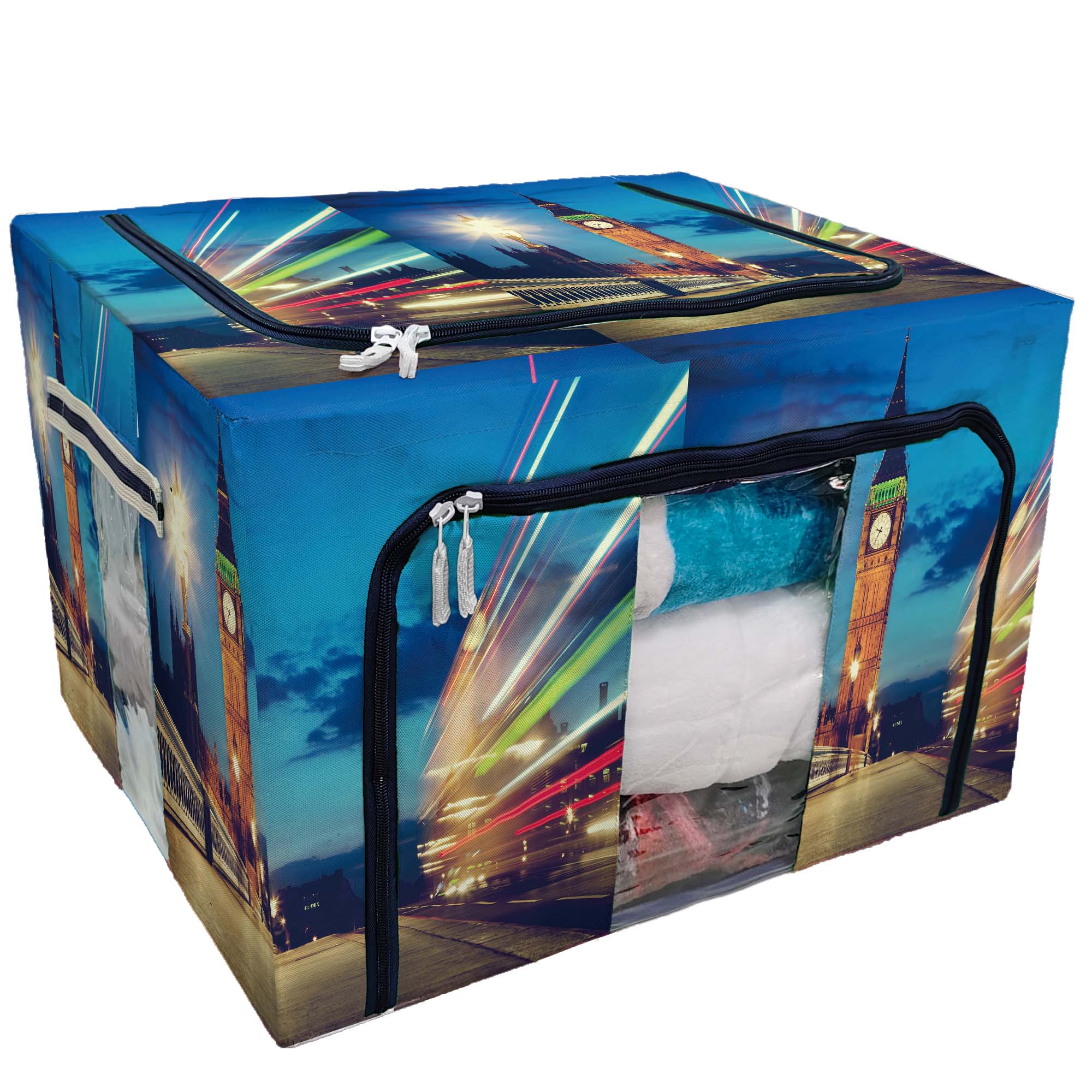 ECZJNT London UK Red bus Big Ben Westminster Palace night Storage Bag ...