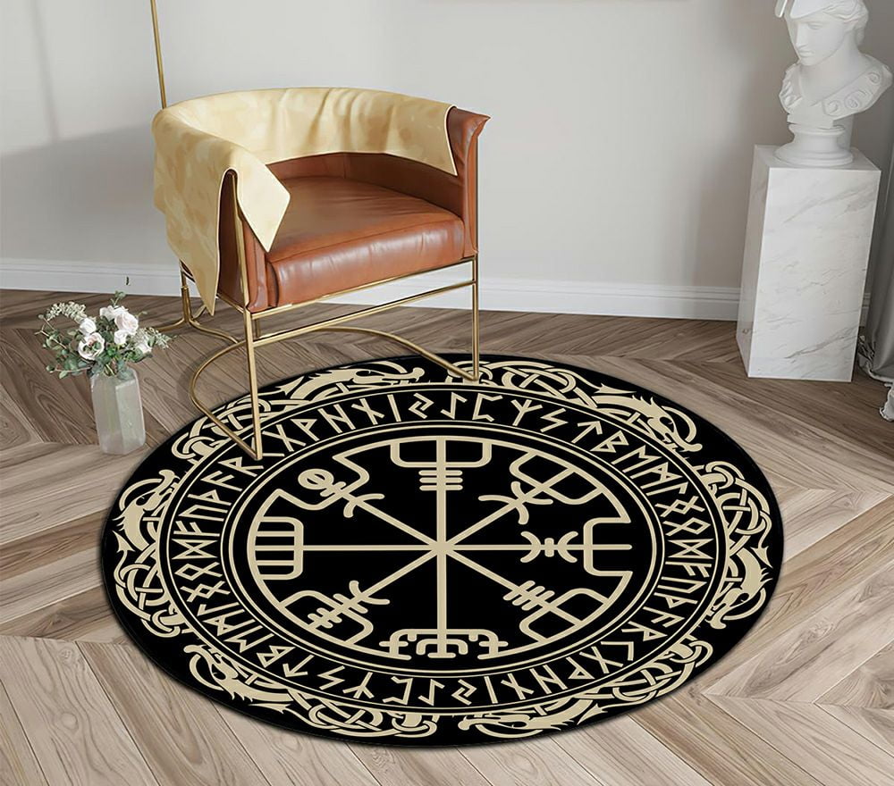 ECZJNT Magical Runic Compass Vegvisir Round Area Rugs Diameter 3 x 3ft ...