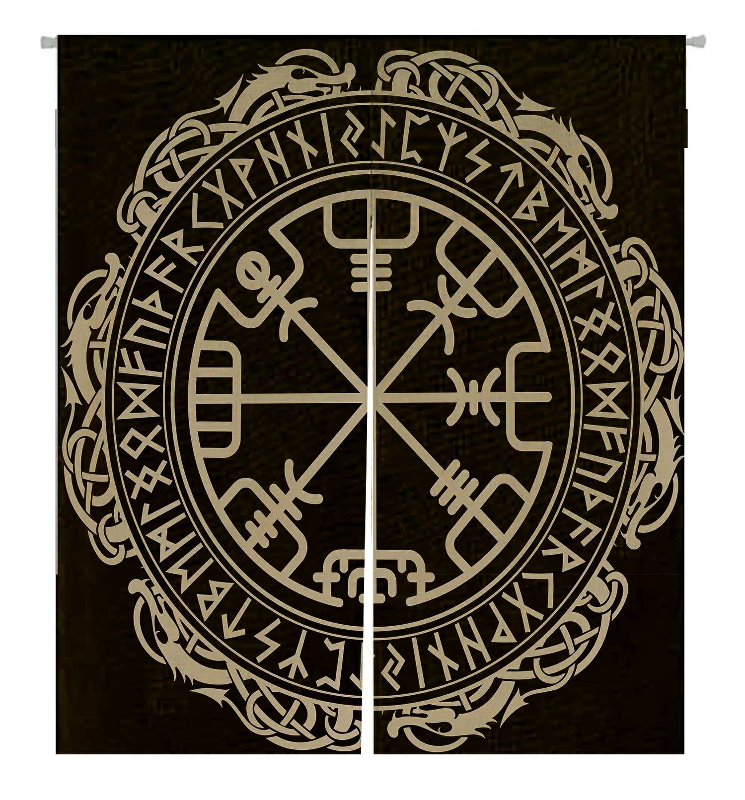 ECZJNT Magical runic compass Vegvisir Japanese Noren Curtain Doorway ...