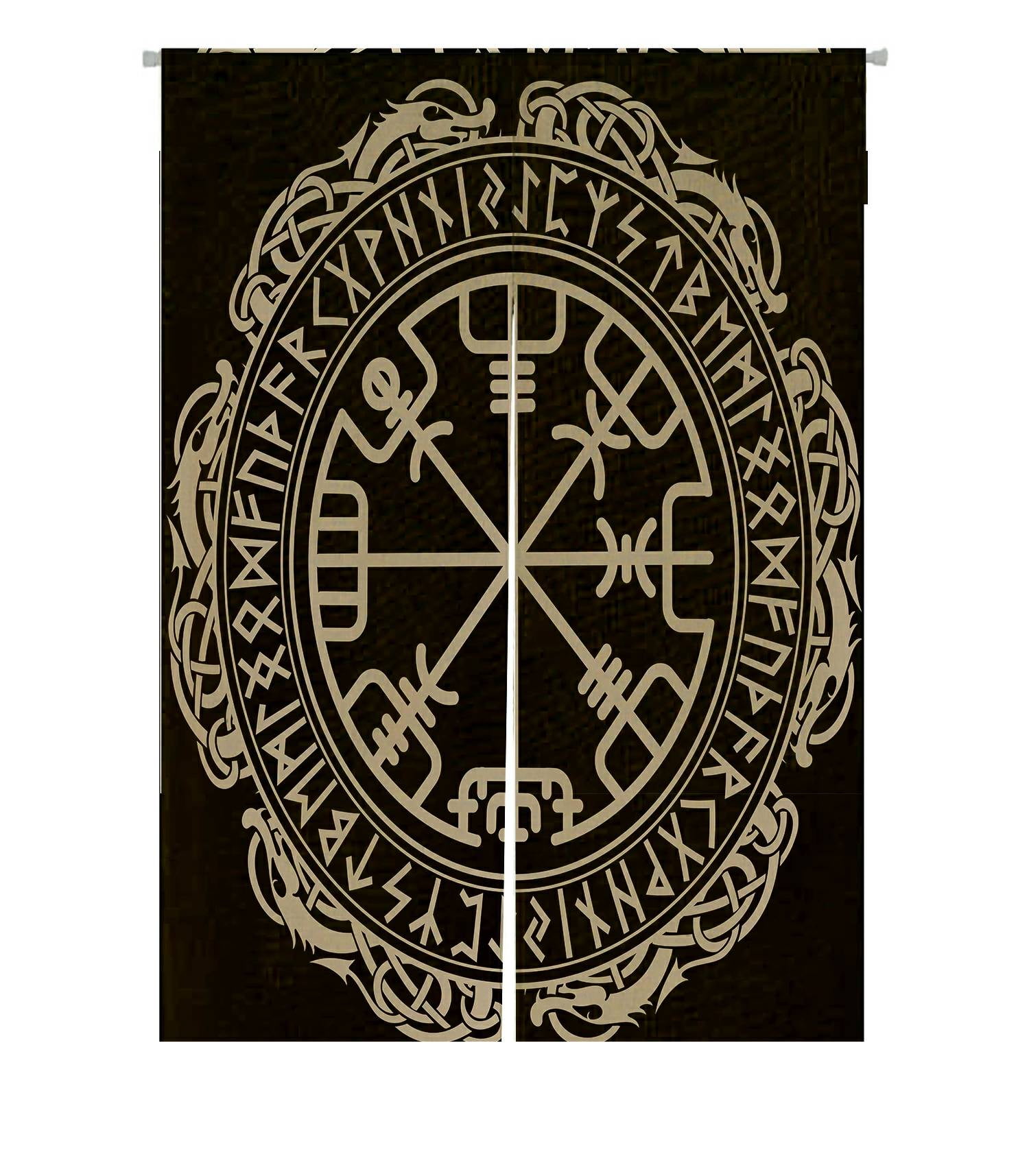 ECZJNT Magical runic compass Vegvisir Japanese Noren Curtain Doorway ...