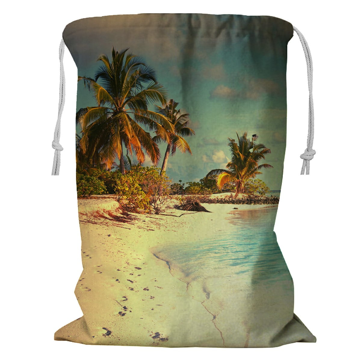 ECZJNT Maldives beach Storage Basket Laundry Bag with Drawstring 24x32 ...