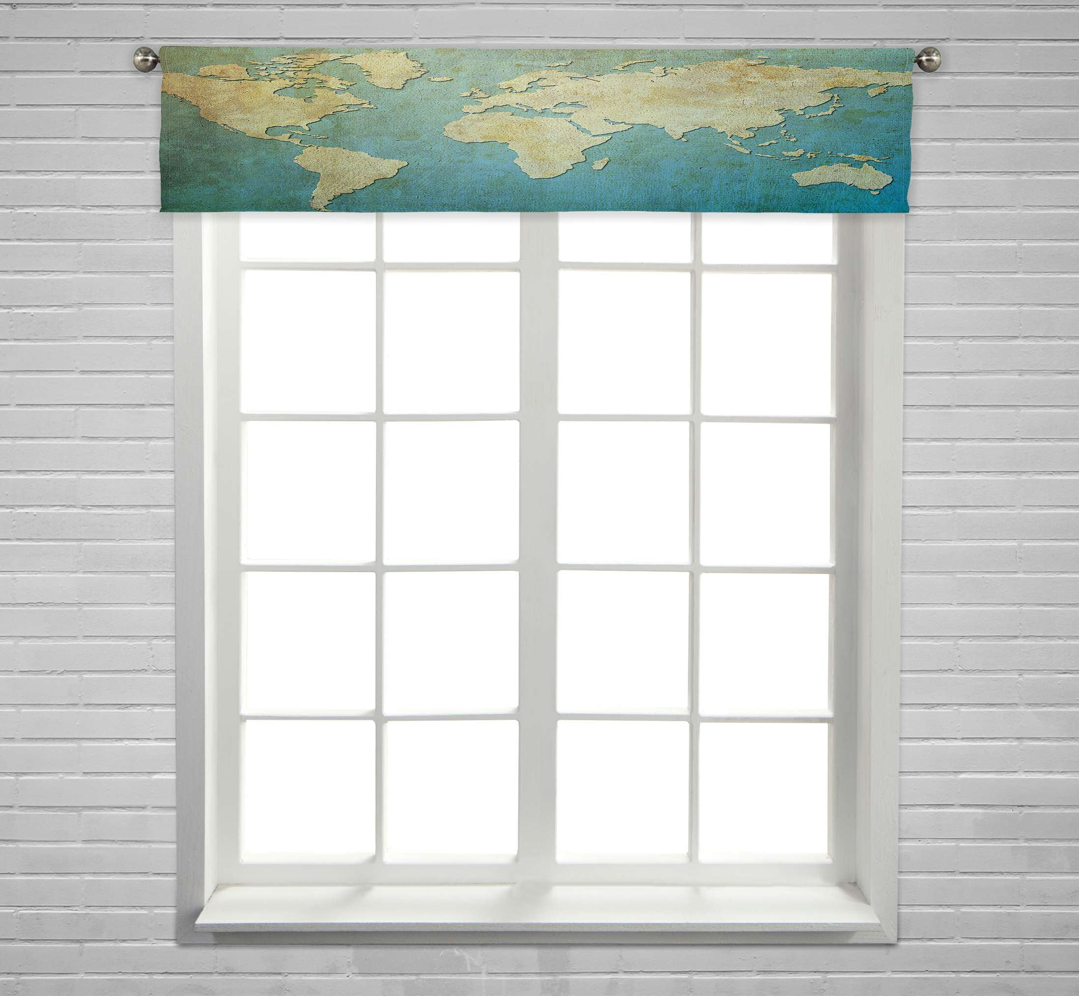 ECZJNT Map world Window Curtain Valance Rod Pocket Size 54x12 Inch ...