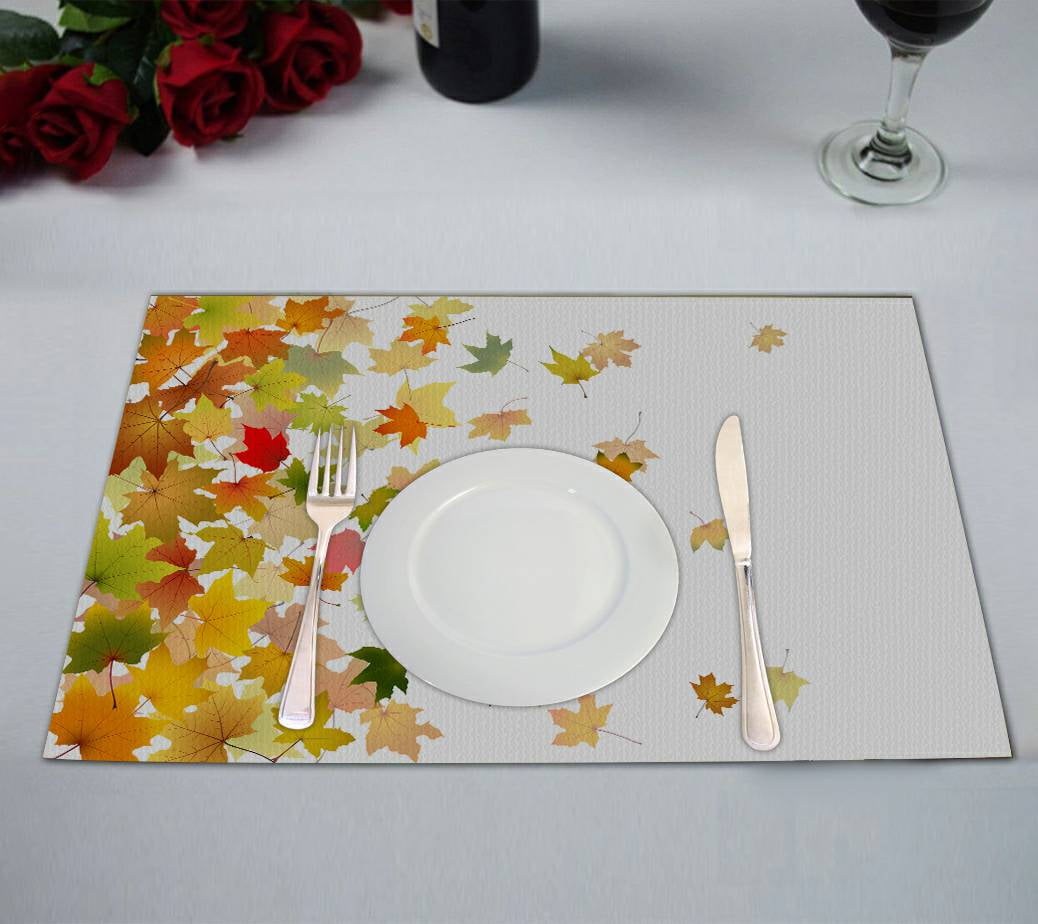 ECZJNT Maple autumn falling leaves Placemat Table Mat Cup Mat 12x18 ...