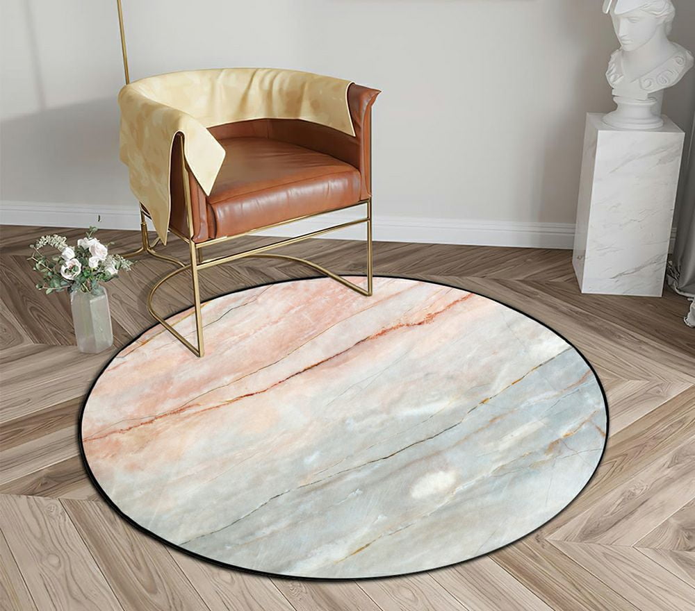 ECZJNT Marble Texture Round Area Rugs Diameter 5 x 5ft Floor Carpet Mat ...